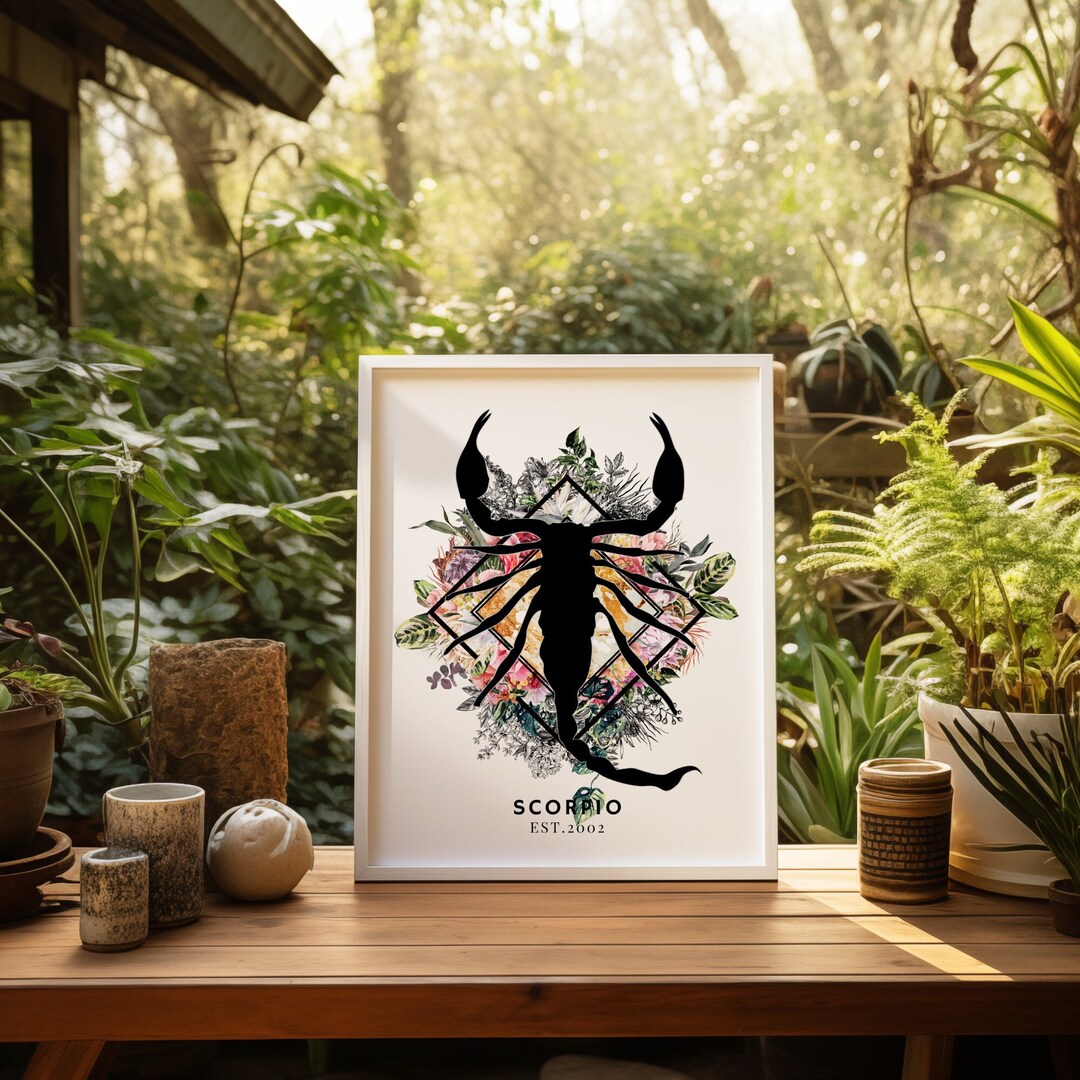 Customizable Scorpio Print With Watercolor Floral Accent Spirituality ...