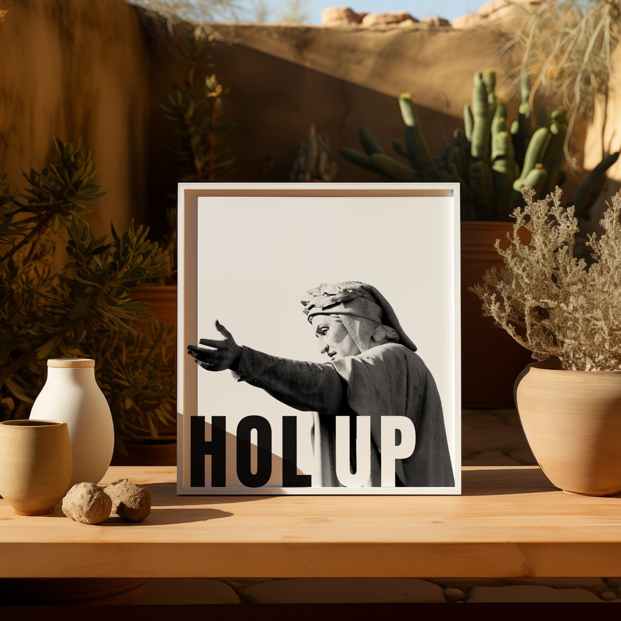 Framed Hol up Poster With Bold Font Unique Abstract Stoic - Etsy