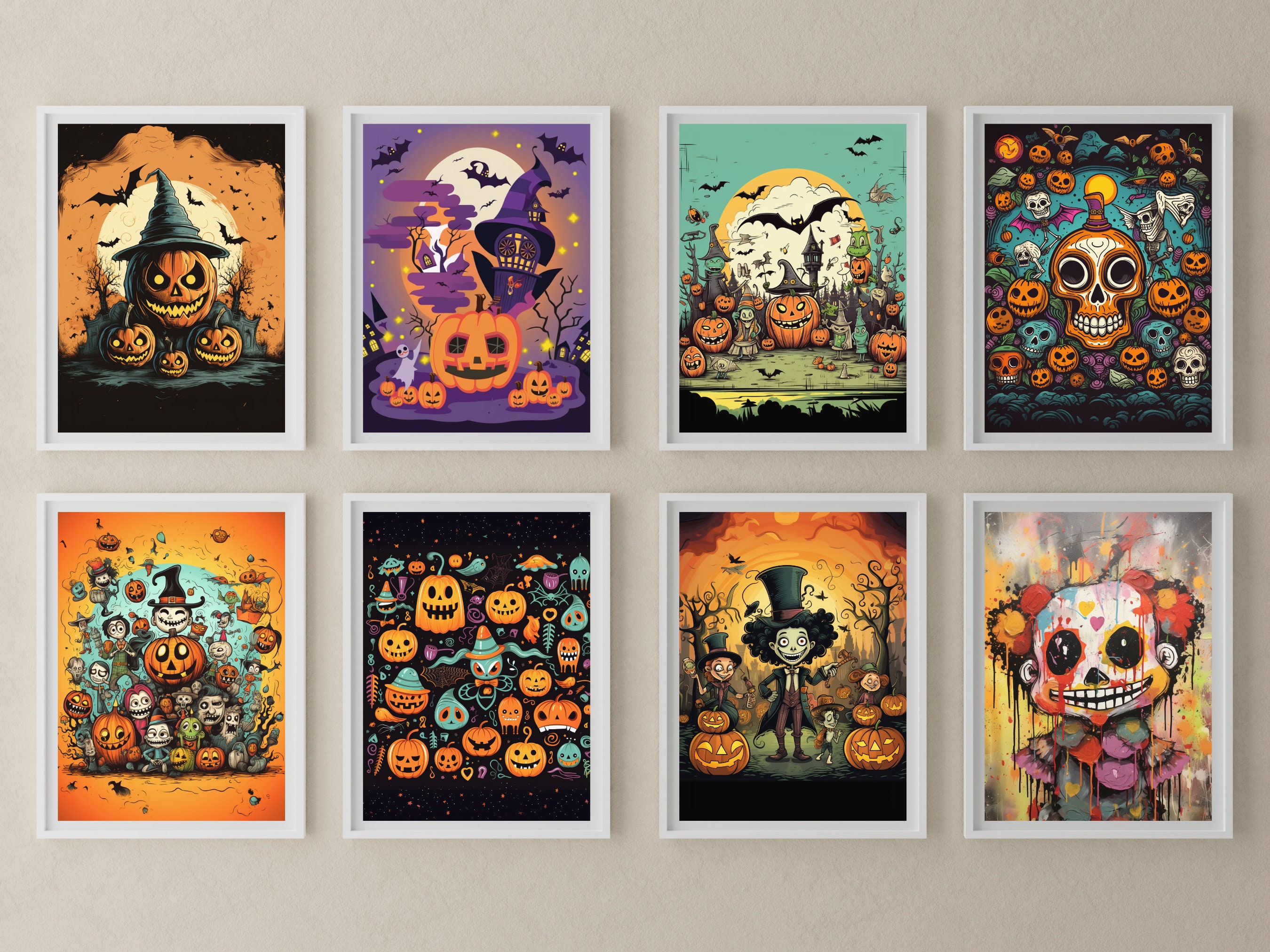 Halloween Set of 8 Halloween Printable Artworks by Print Gleam ...