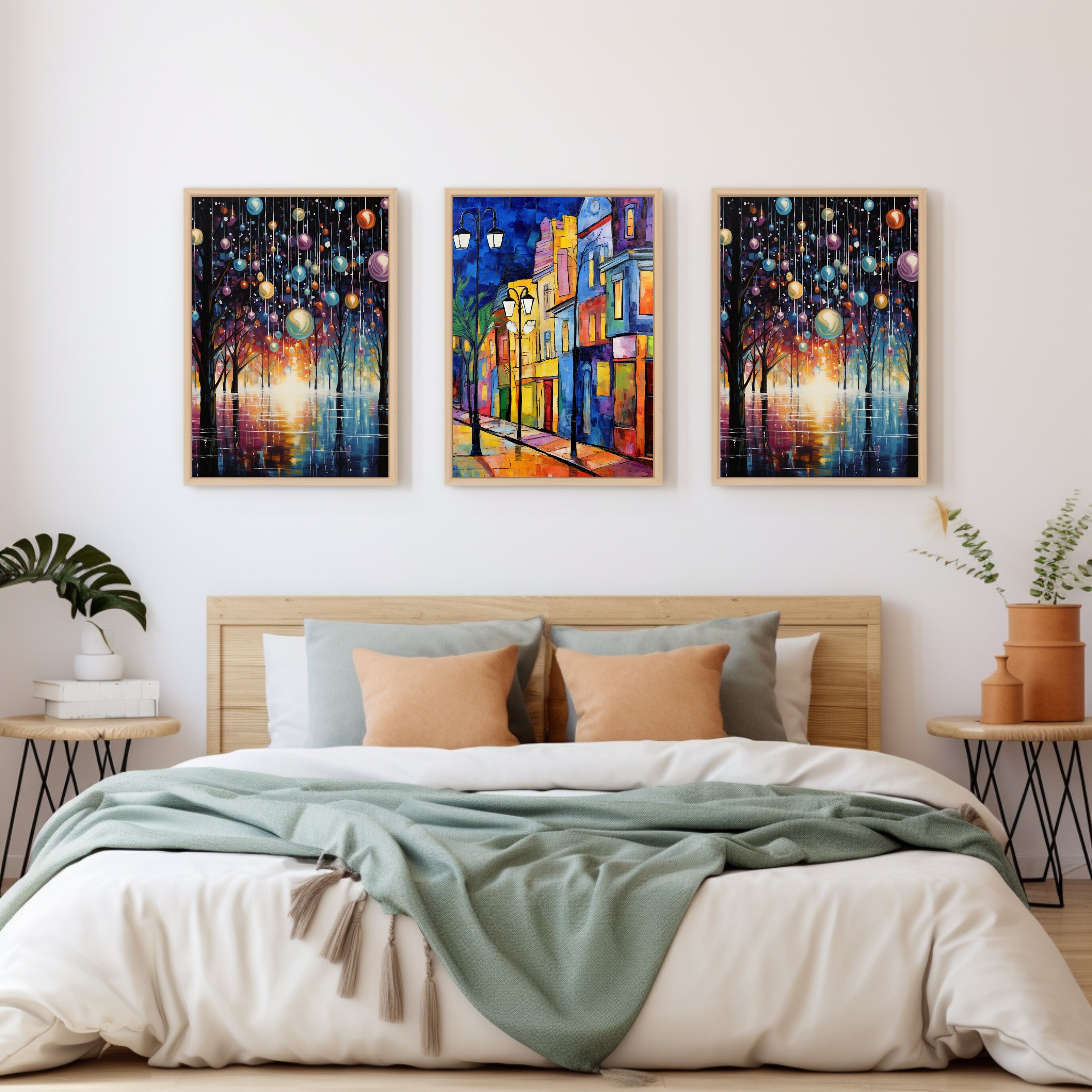 Set of 3 Whimsical Printable Digital Art Street Arts Colorful Wall ...