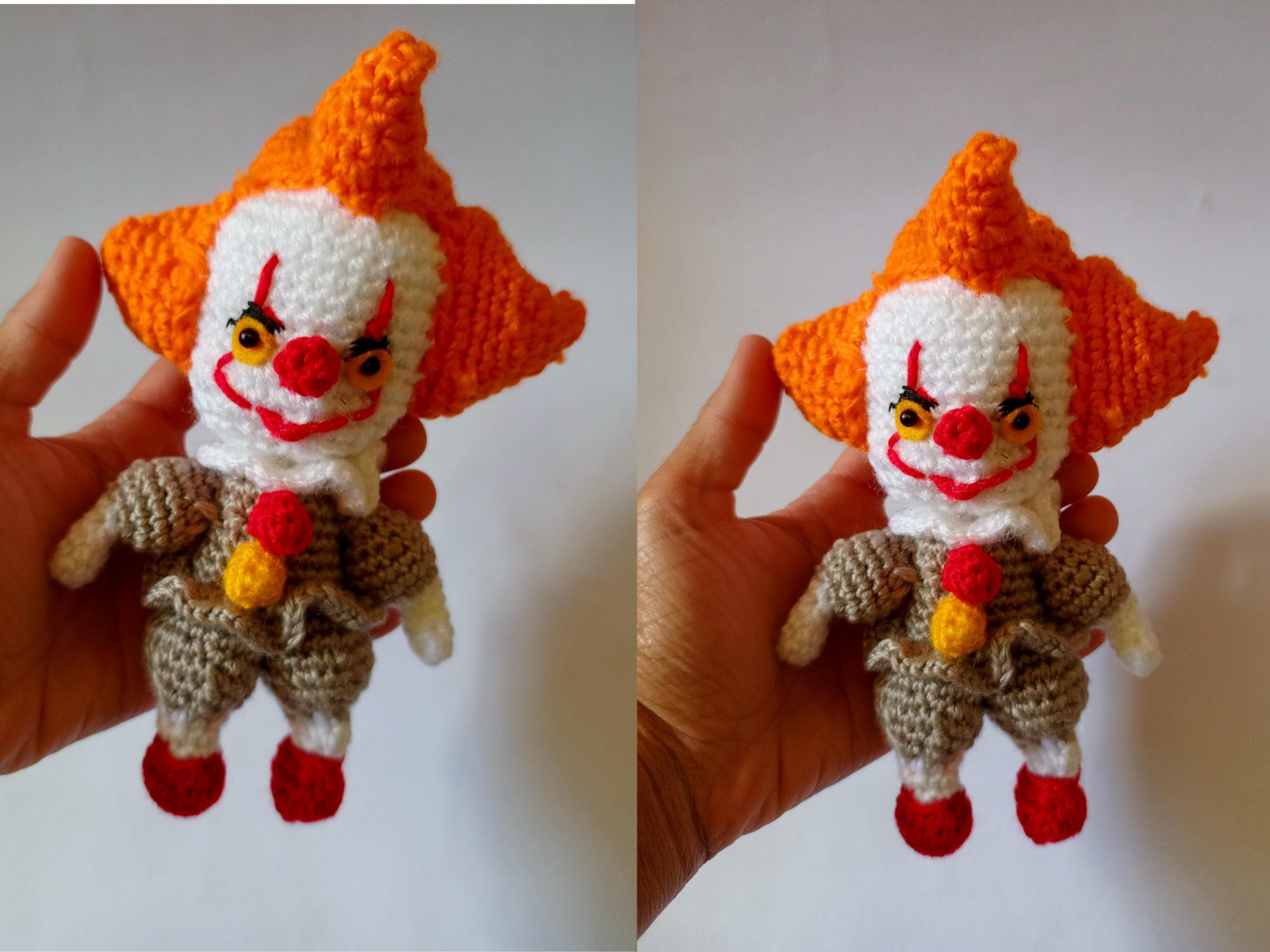 Pennywise Crochet Pattern Amigurumi Clown 7in - Halloween Amigurumi ...