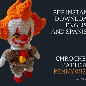 Pennywise Crochet Pattern Amigurumi Clown 7in - Halloween Amigurumi ...