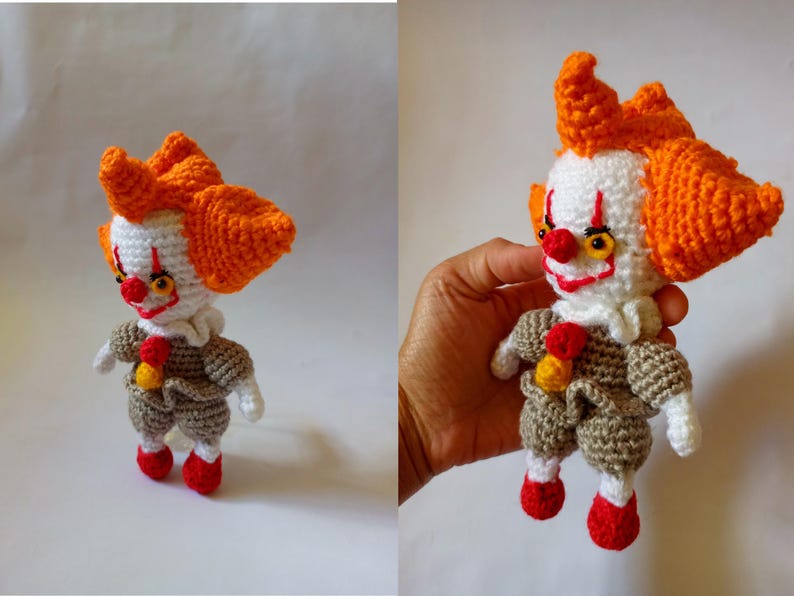 Pennywise Crochet Pattern Amigurumi Clown 7in - Halloween Amigurumi ...