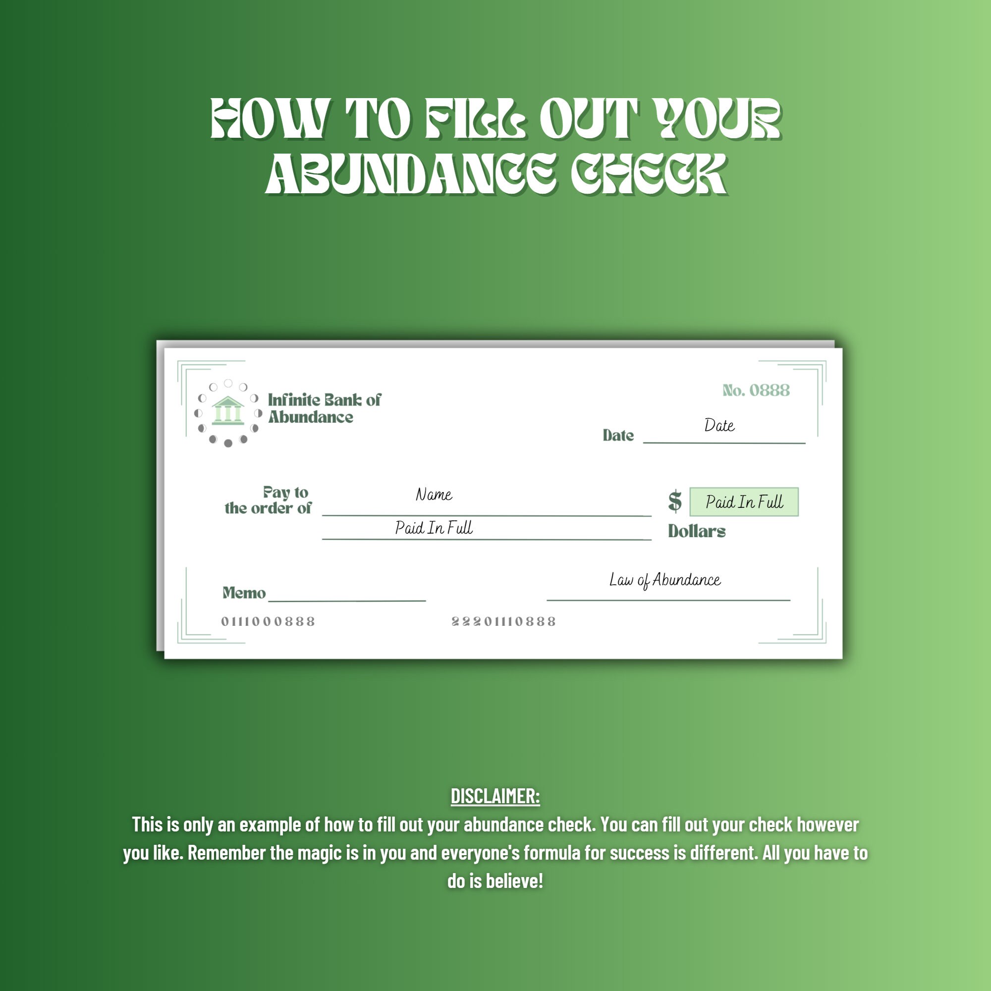 Abundance Check Printable - Etsy