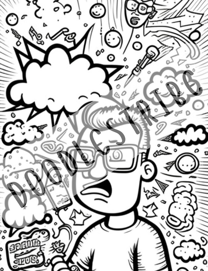 Cartoon's Doodle Coloring Page - Etsy