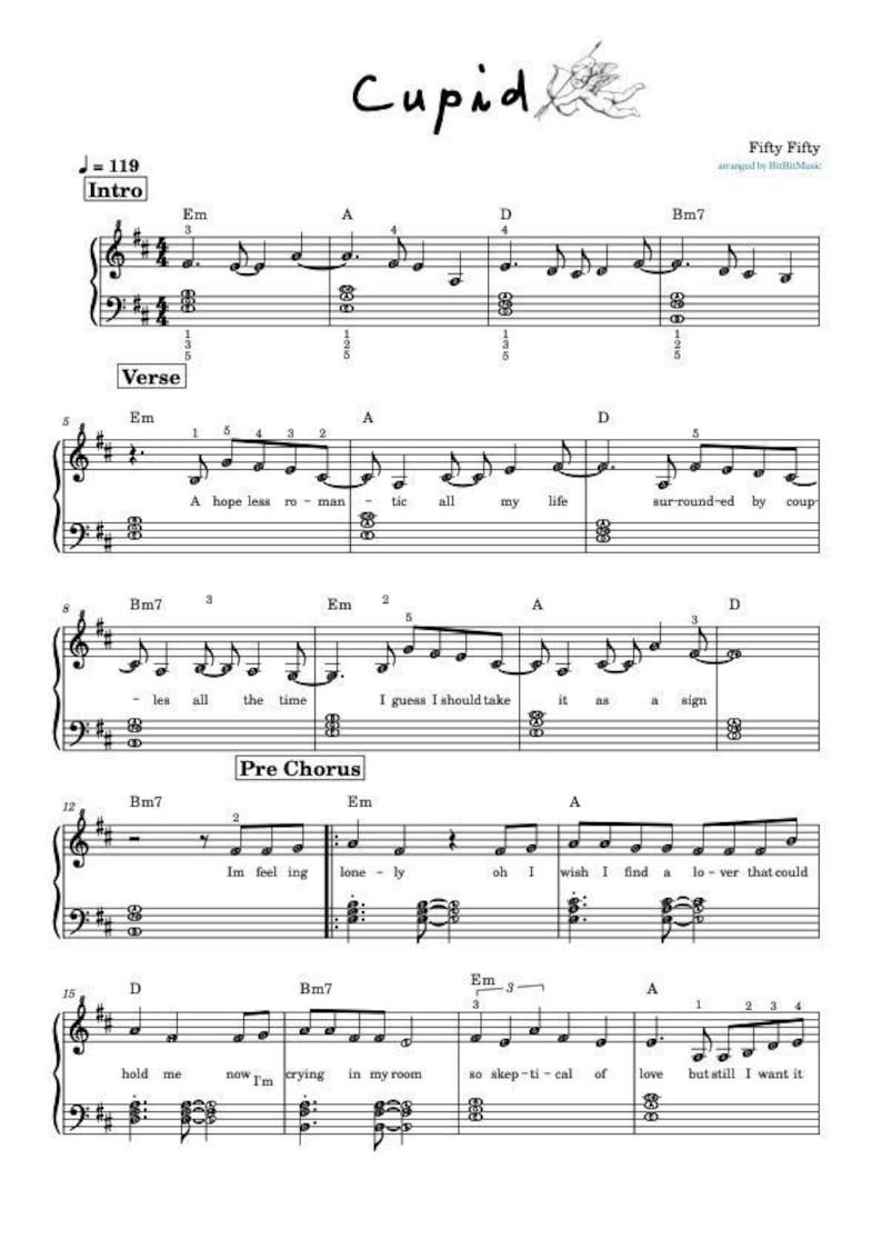 Cupid by Fifty Fifty Sheet Music (bundle) - Etsy