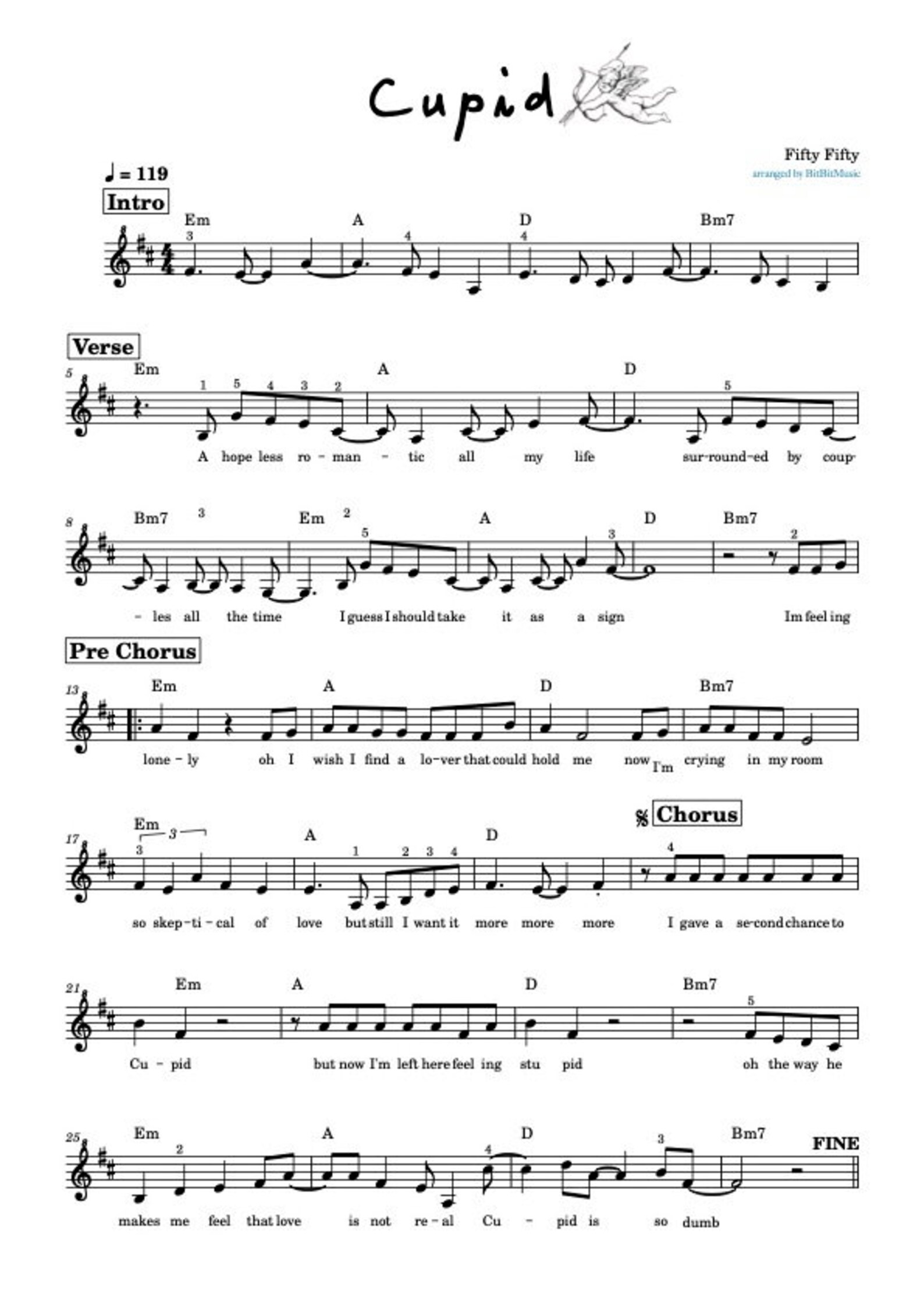 Cupid by Fifty Fifty Sheet Music (bundle) - Etsy