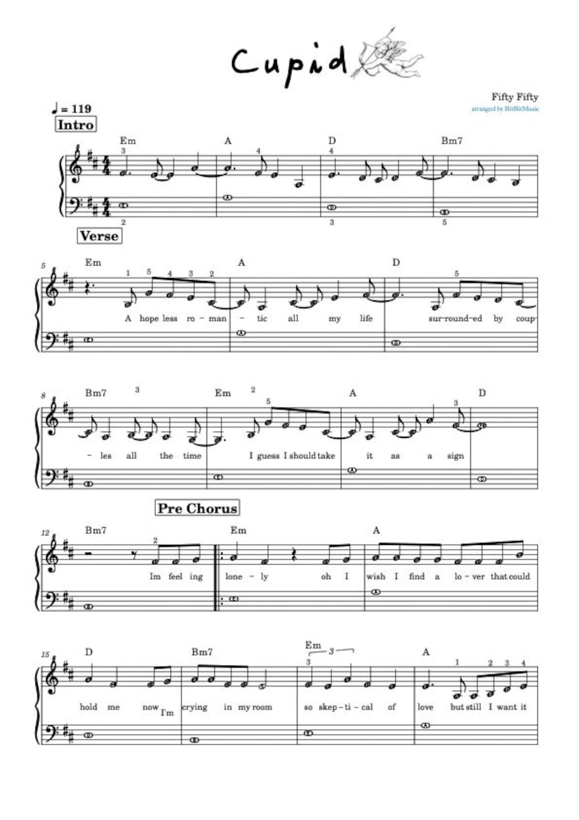 Cupid by Fifty Fifty Sheet Music (bundle) - Etsy