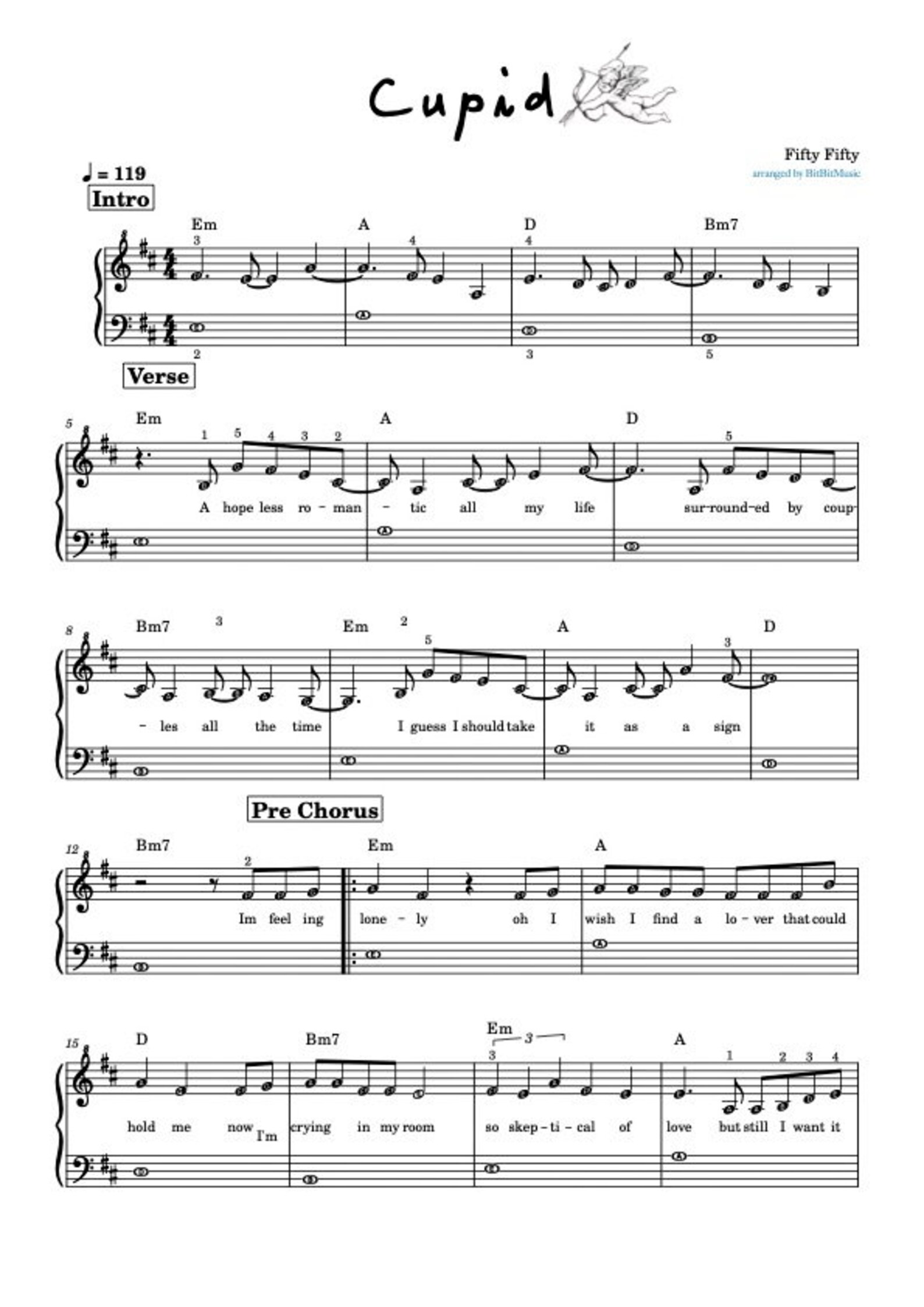 Cupid Fifty Fifty Piano Sheet Music Bundle | Easy, Intermediate, XML ...