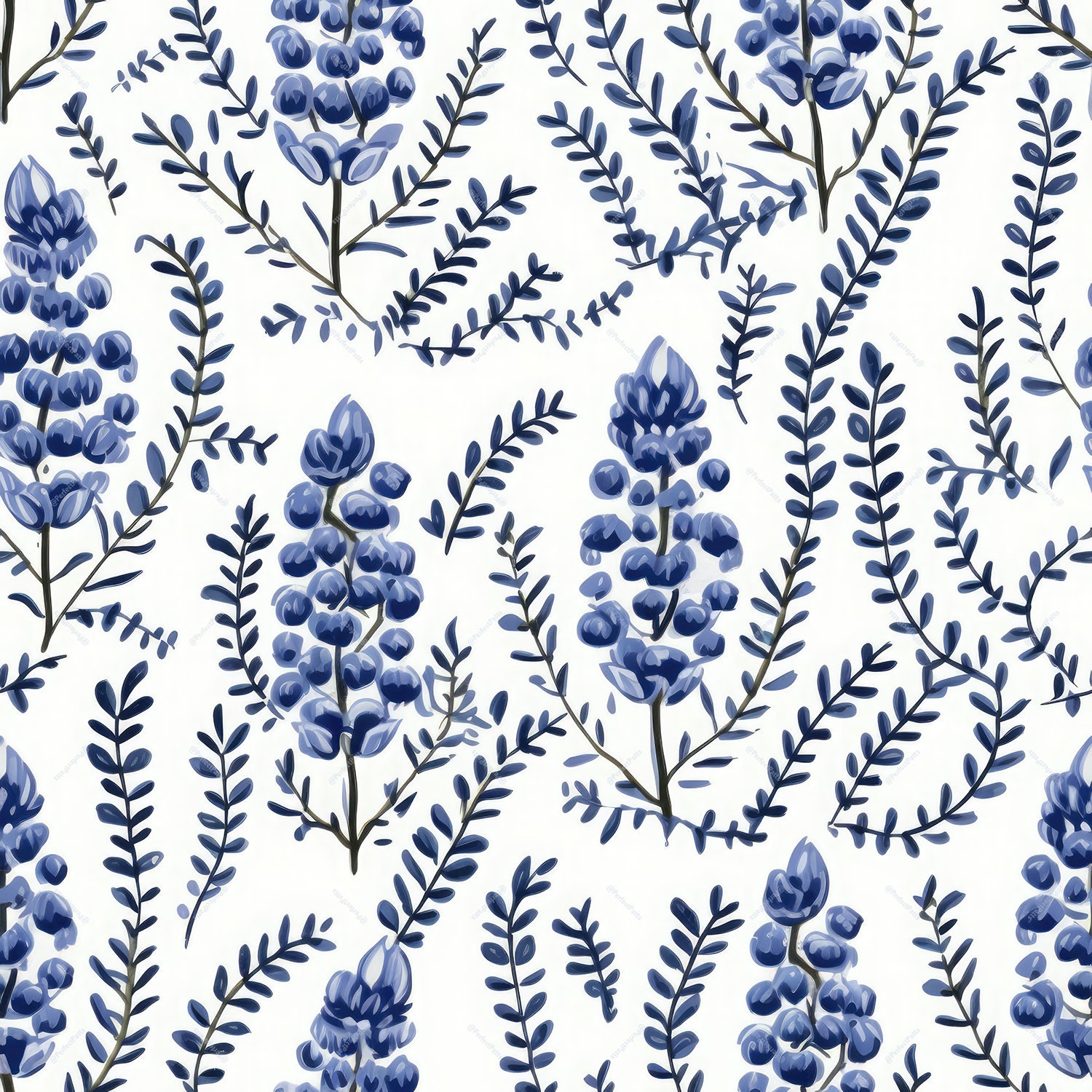 Bluebonnets #2: 5 Seamless Digital Patterns of Beautiful Watercolor ...