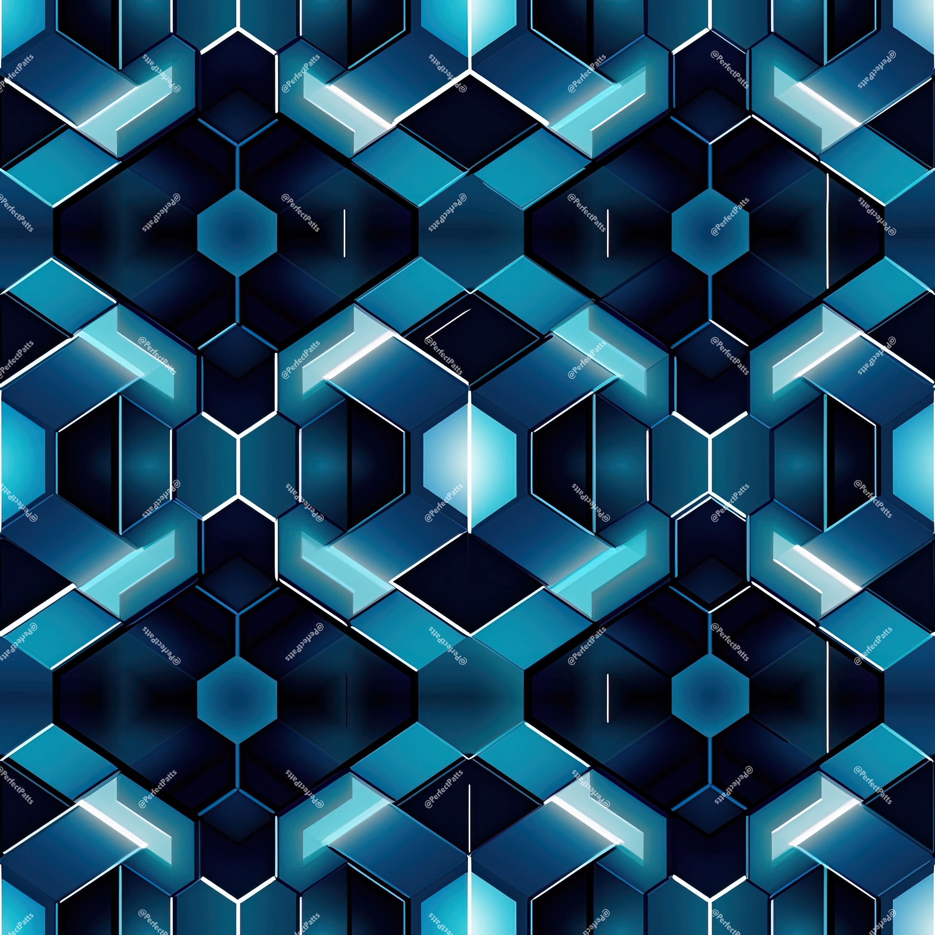 Tesseract: 5 Seamless Digital Patterns of Colorful Geometric Patterns ...