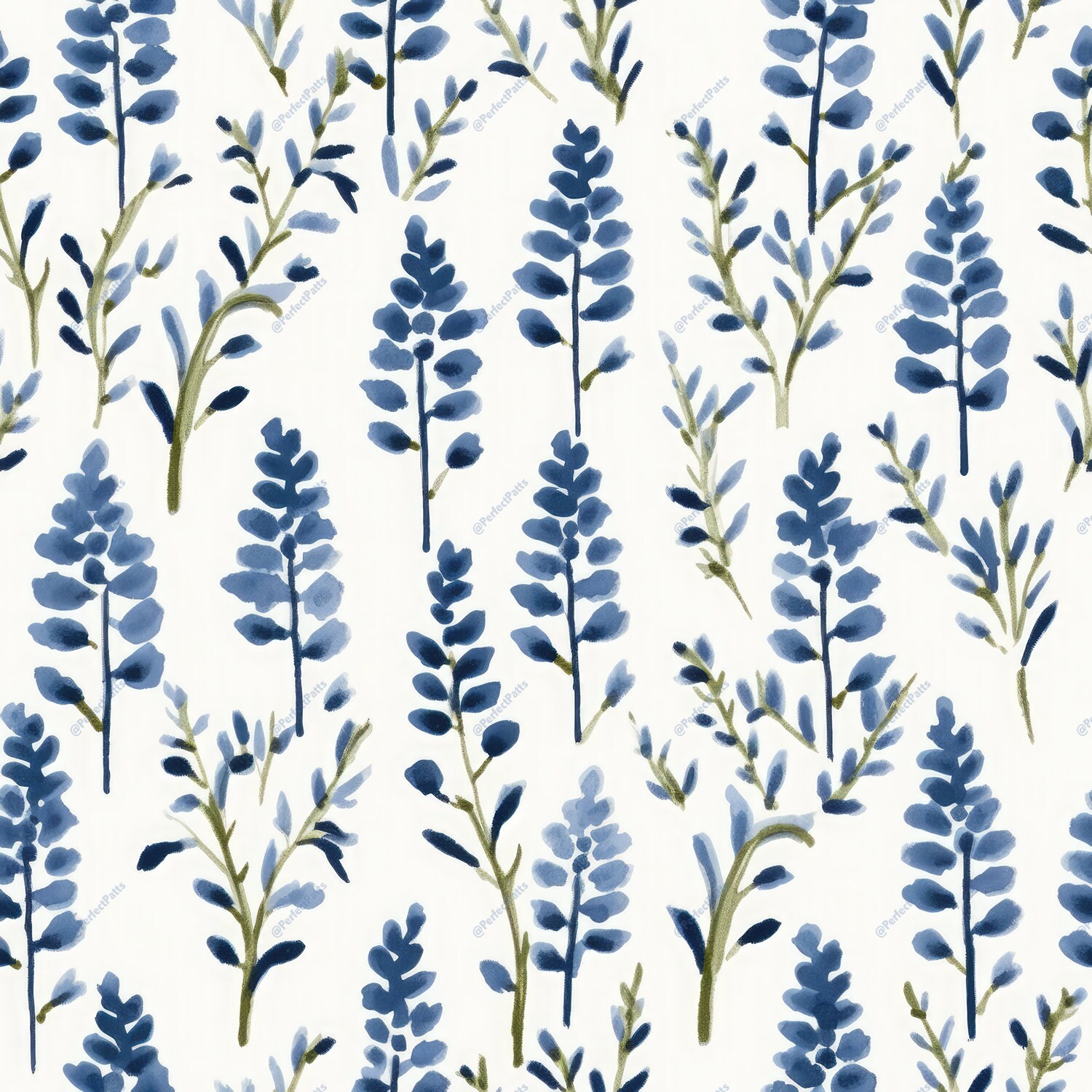 Bluebonnets #2: 5 Seamless Digital Patterns of Beautiful Watercolor ...