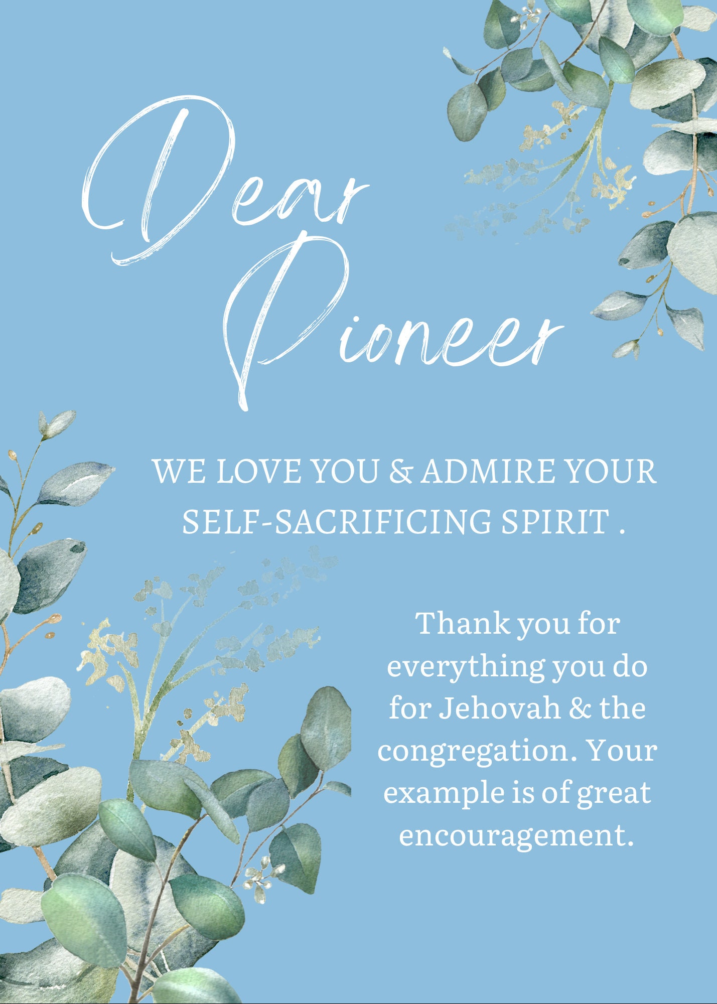 JW Printable Pioneer Card - Etsy