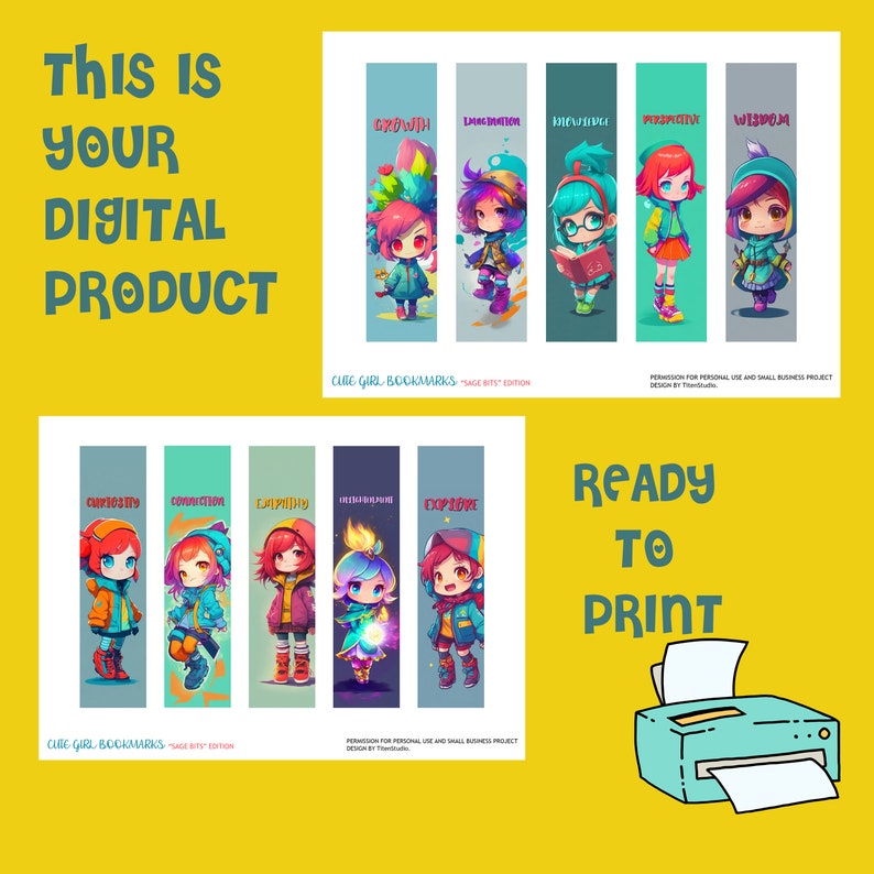 Printable Bookmarks: Set of 10 Cute Girl Edition Bookmarks - Etsy