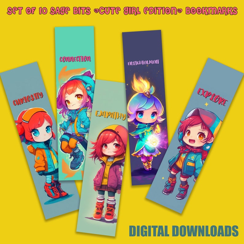 Printable Bookmarks: Set of 10 Cute Girl Edition Bookmarks - Etsy