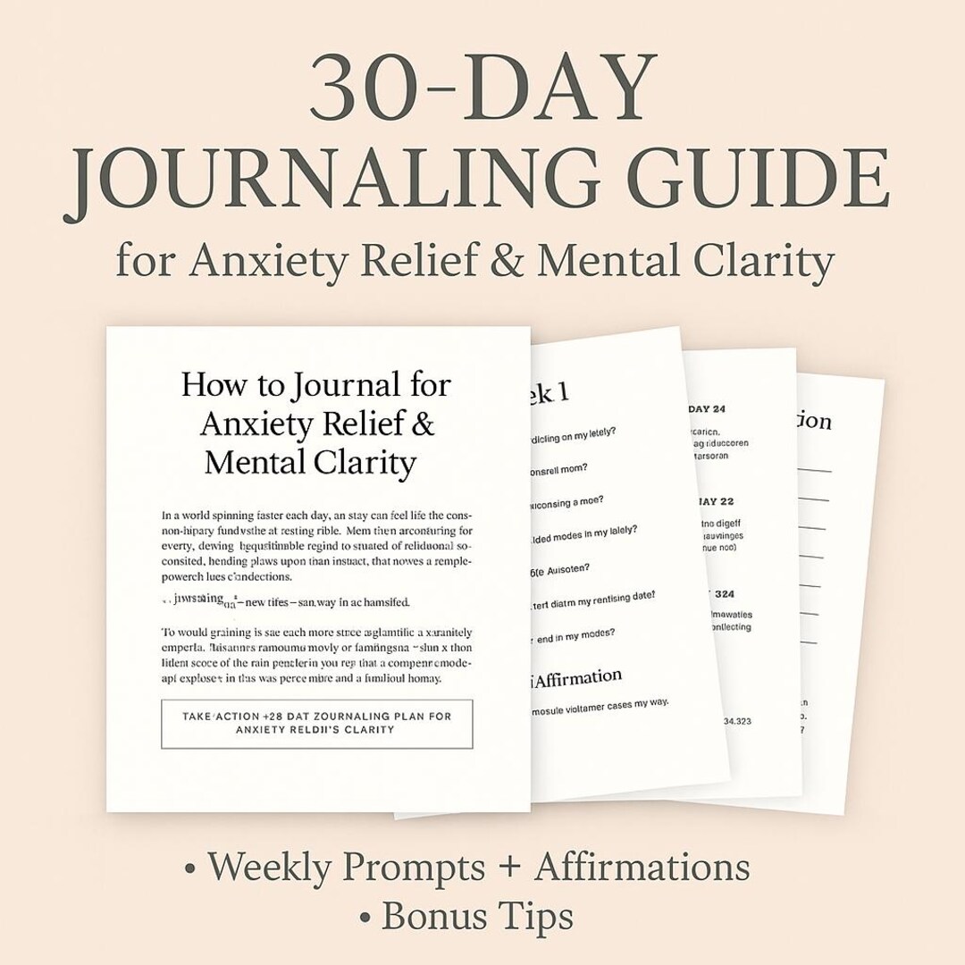 30-day Anxiety Relief Journal: Mental Health Workbook (printable PDF ...