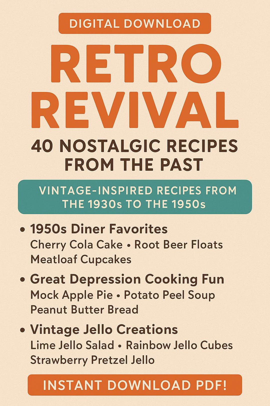 Retro Revival: 40 Nostalgic Recipes From the Past (digital Download PDF ...