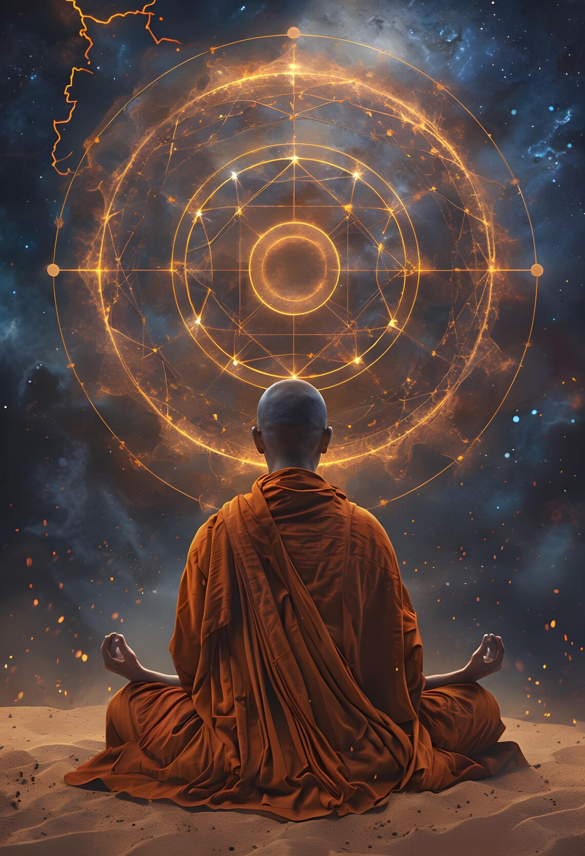 Mystic Monk Meditation | Spiritual Digital Art | Sacred Geometry ...