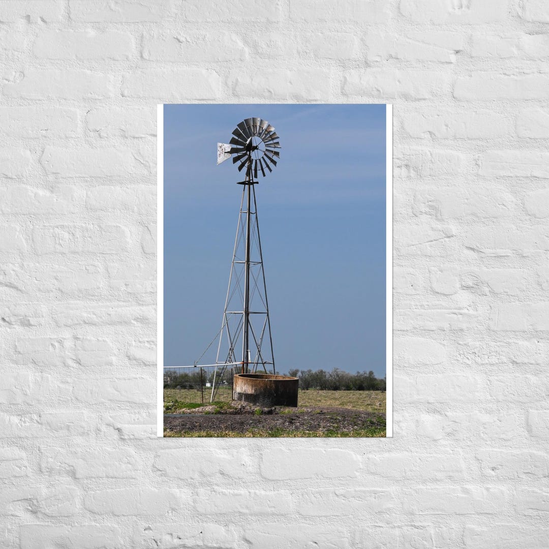 Poster Windmill With Trough, Farm, Ranch, Wall Art, Home Decor, Office ...