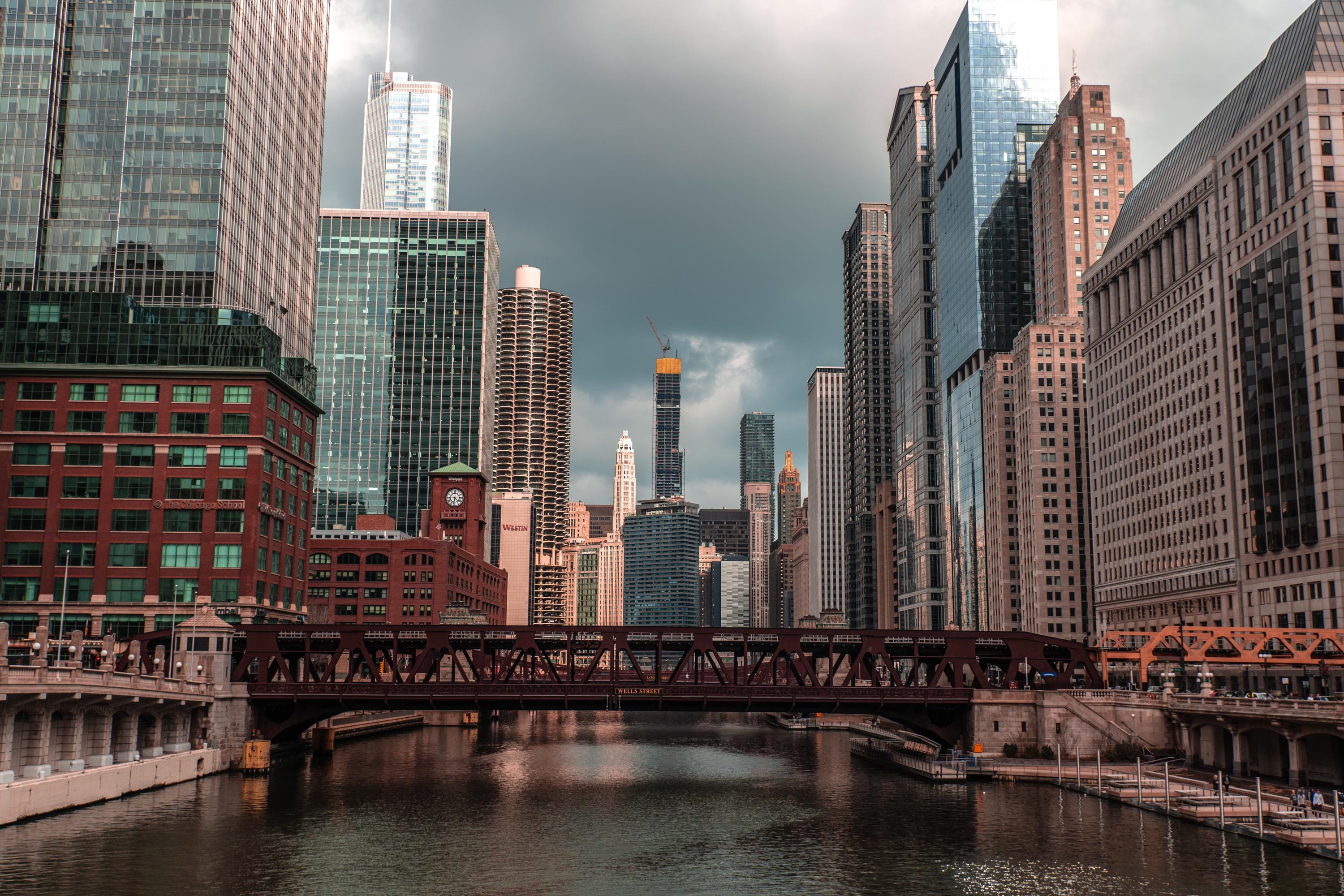 Vintage Chicago Street Scene Wall Art | Retro City Poster With Classic ...