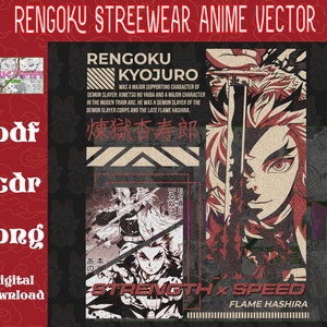 Rengoku Flame Hashira Streetwear Vector/ Demon Slayer Svg/ Rengoku ...