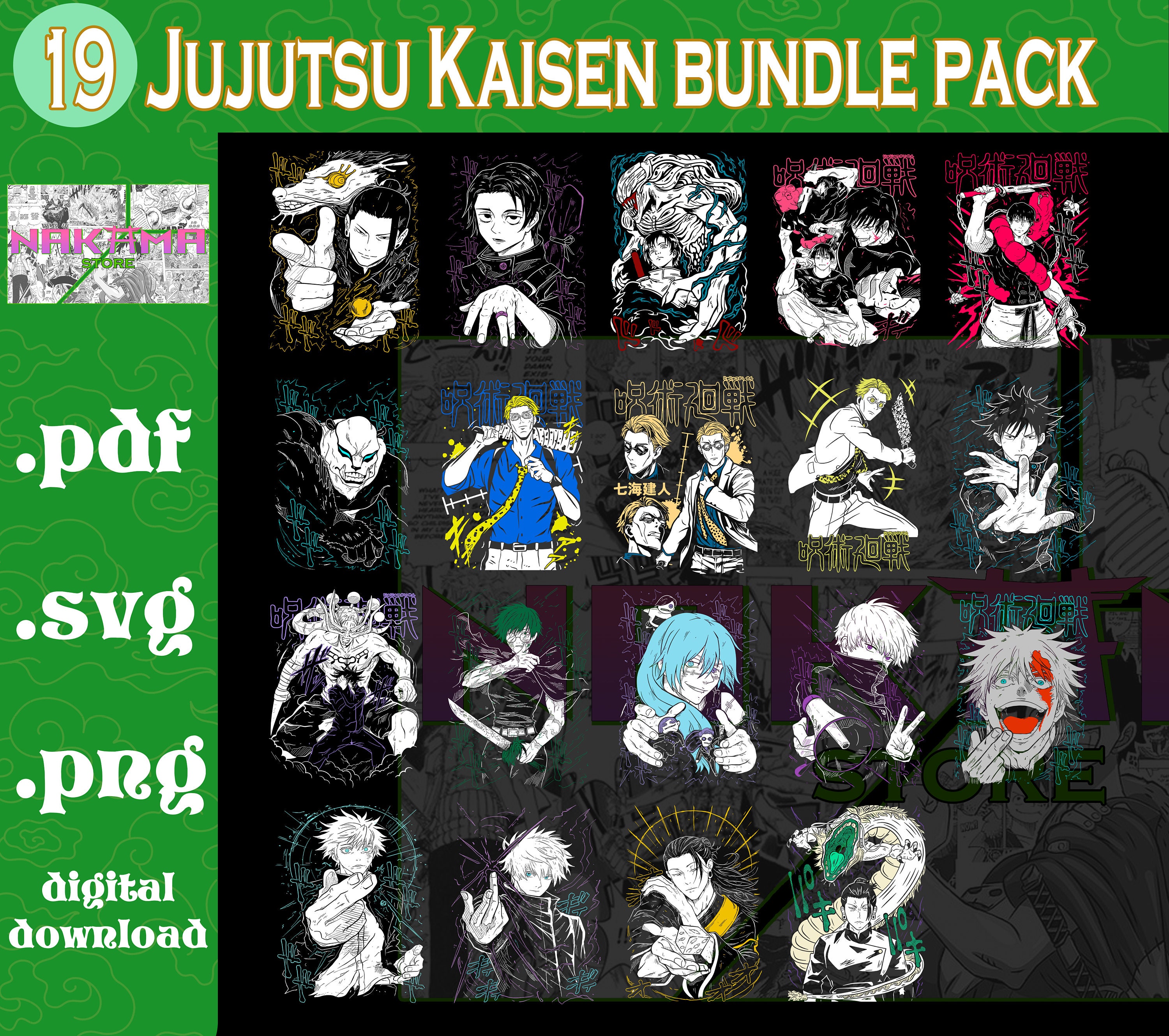 19 Jujutsu Streetwear Anime Vector/ JJK Anime Vector/ Gojo Svg/ Nanami ...