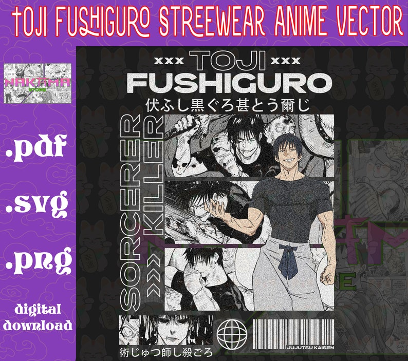 Toji Streetwear JJK Vector/ Sorcerer Killer Svg/ Toji Anime Vector ...