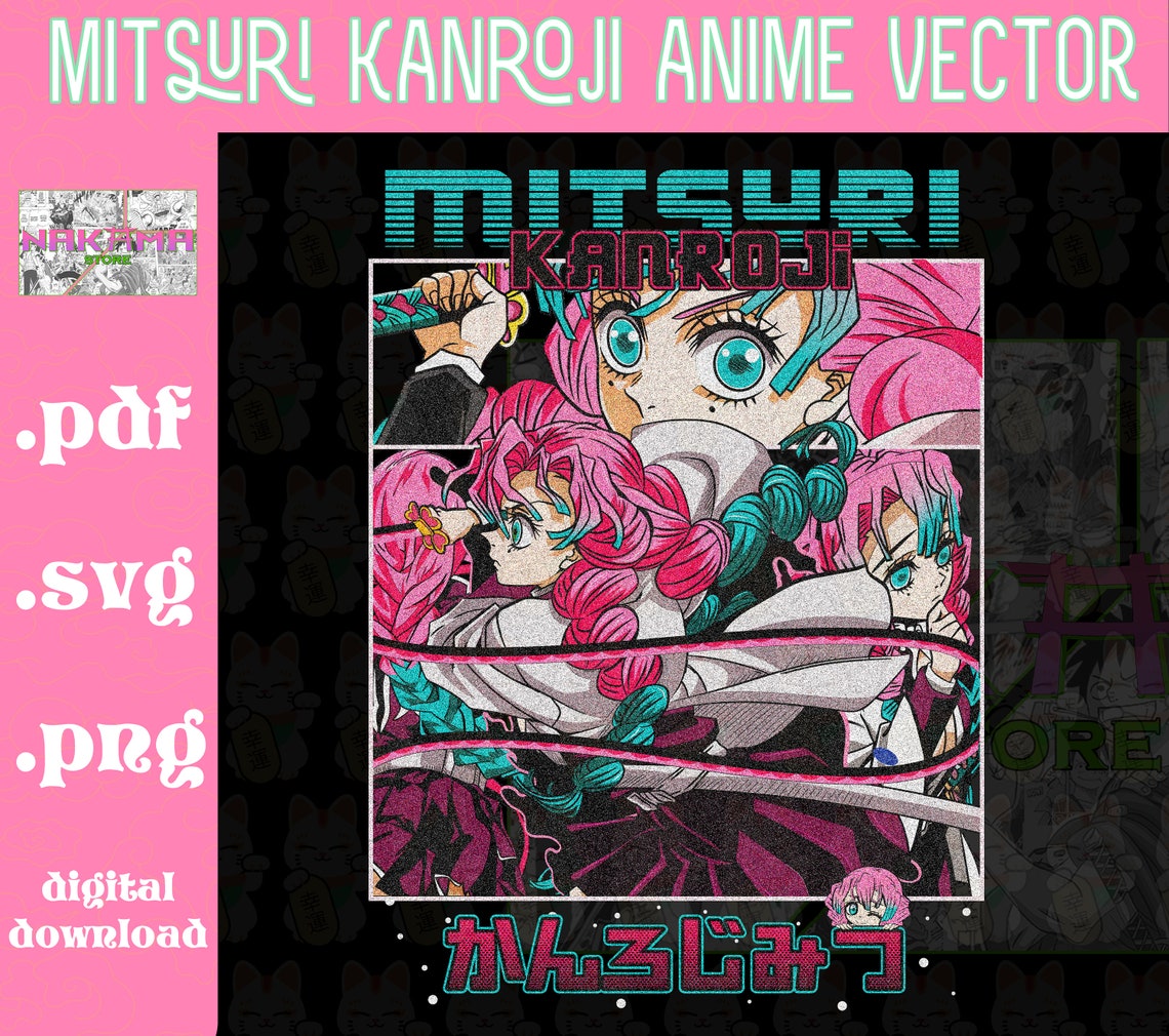 Mitsuri DTF Vector/ Demon Slayer Vector Anime/ Love Hashira Vector Svg ...
