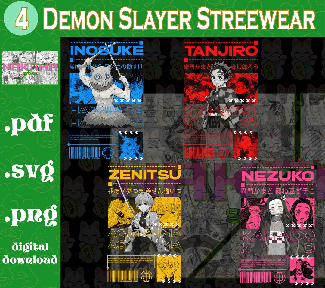 Demon Slayer Vector Anime/ 4 Inosuke Tanjiro Zenitsu Nezuko Vector Svg ...