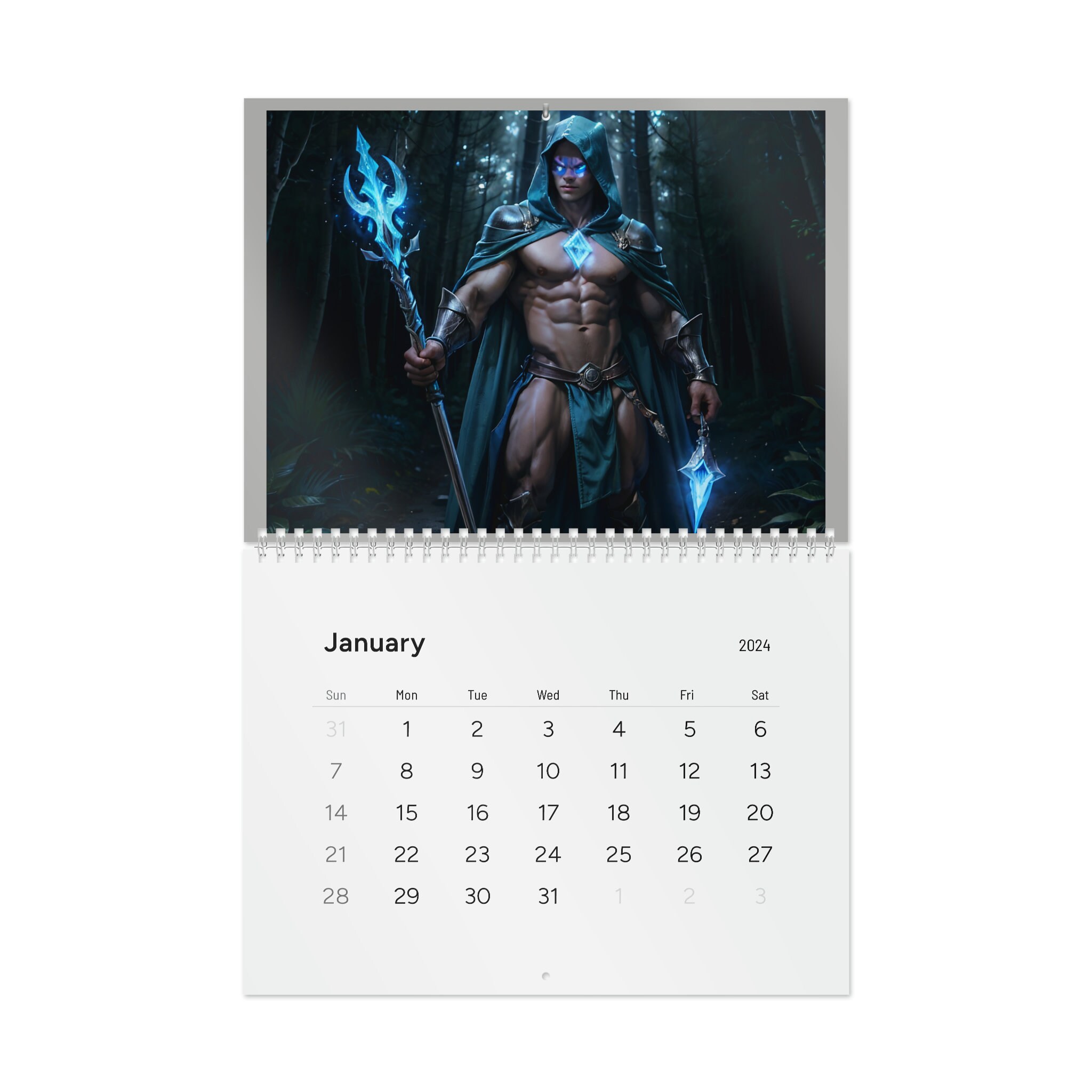 Shirtless male body gay fantasy men Wall Calendar Planer 2024 gift for ...
