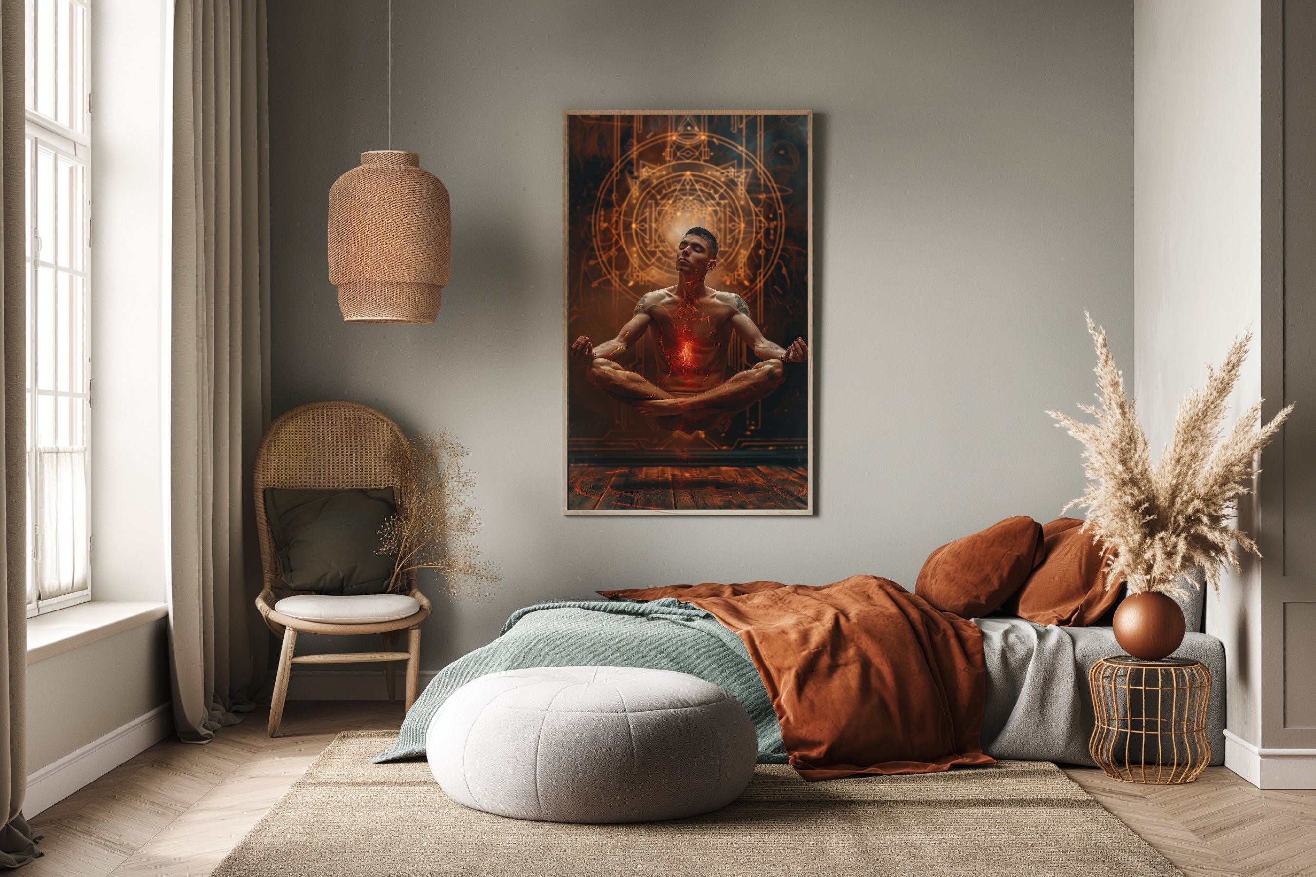 Ecstasy During Meditation Celestian Body Handsome Naked Man Wall Decor ...