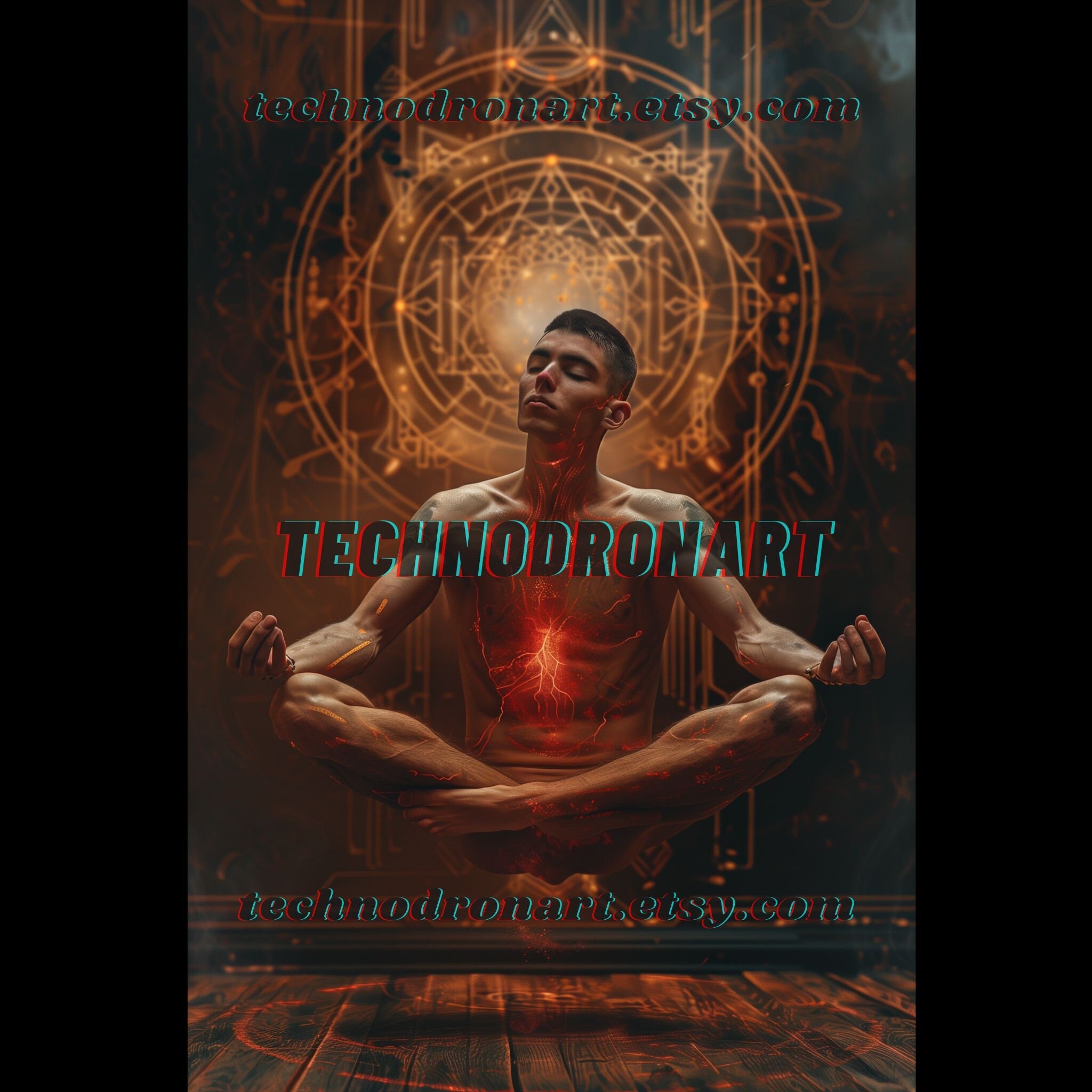 Ecstasy During Meditation Celestian Body Handsome Naked Man Wall Decor ...