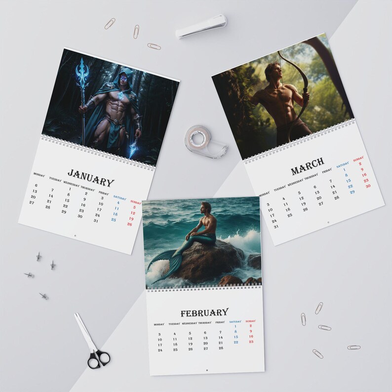 Fantasy Shirtless Men Wall Calendar 2025 -gay Fantasy Men Planer 2025 ...
