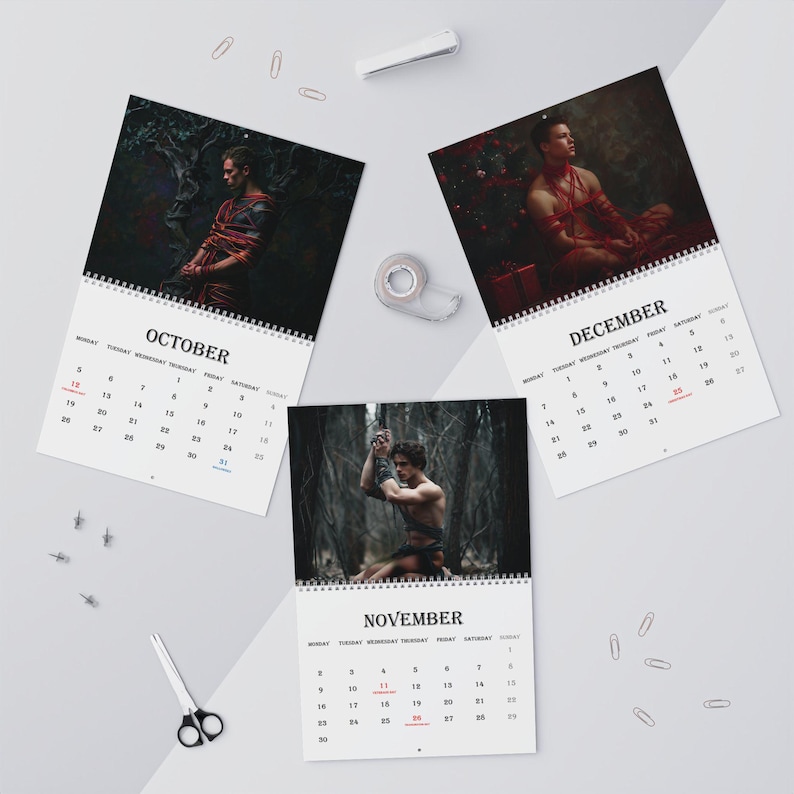 Handsome Men in Bondage Shibari Inspired 2026 Calendar Submissive Men ...