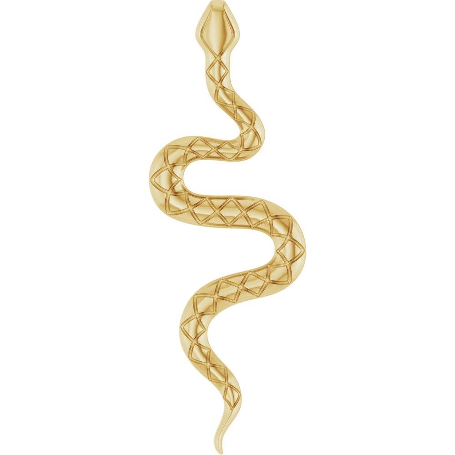 14K Yellow Gold Snake Pendant With Hidden Bail - Etsy