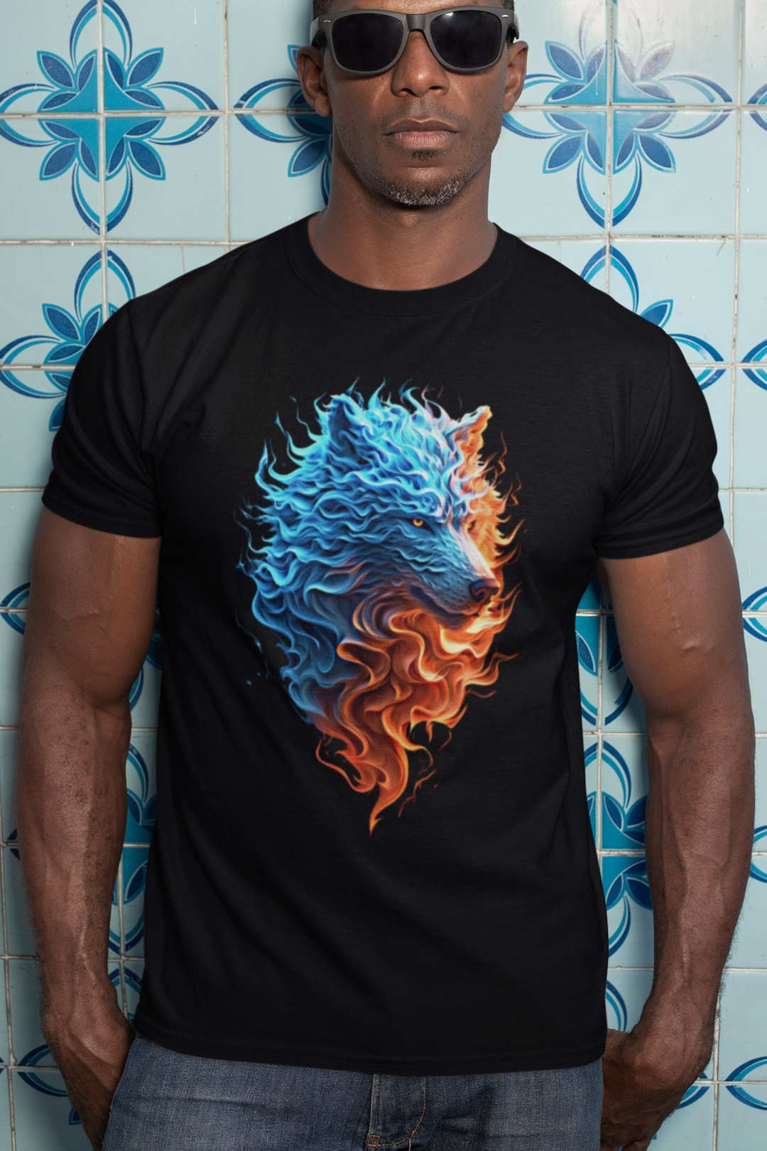 Fire Wolf Shirt Alpha Wolf Shirt Fantasy Wolf Shirt Wolf T-shirt Wolf ...