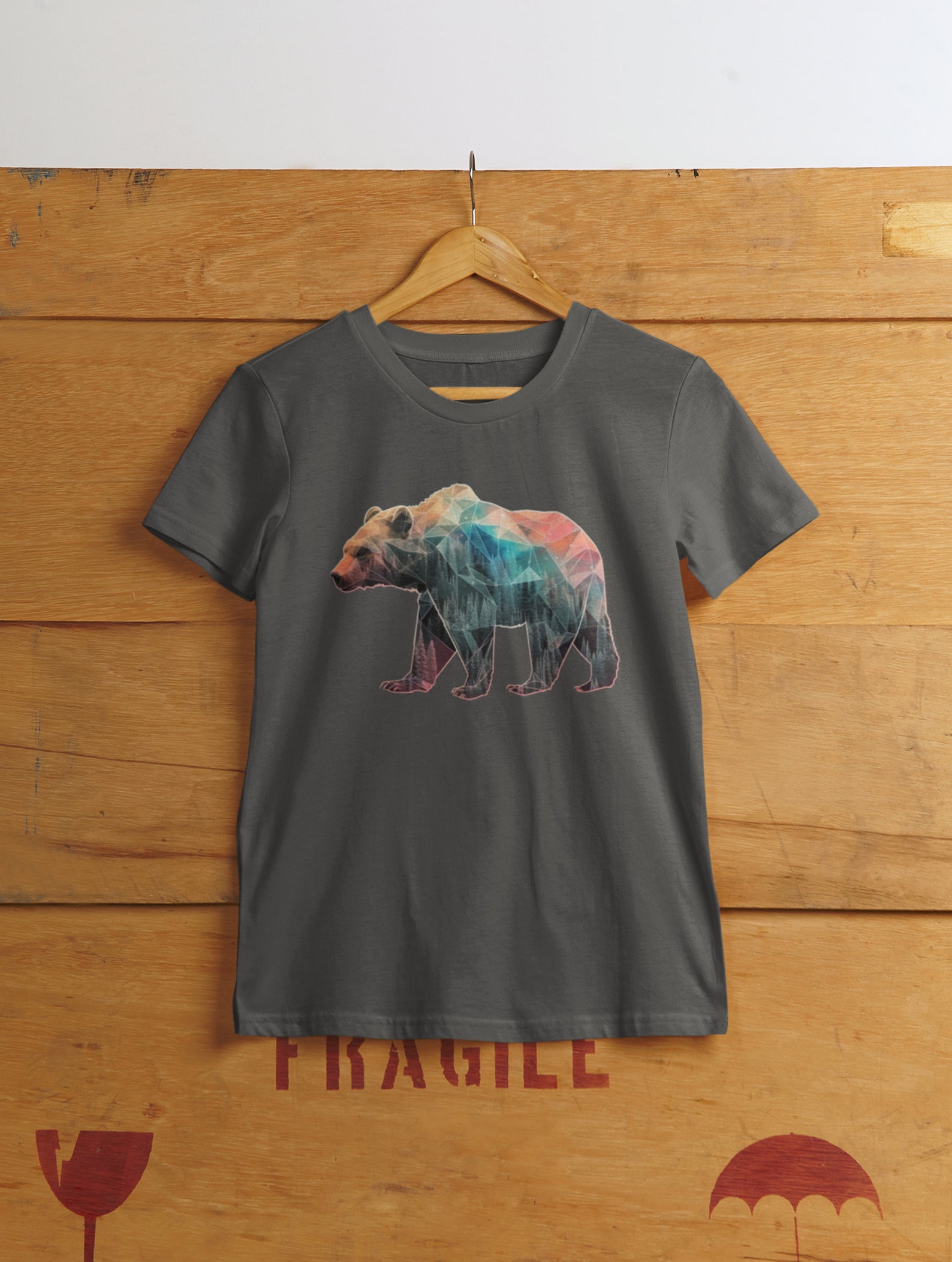 A Geometric Style Grizzly Bear Shirt, Cool Bear Shirt, Awesome Bear Tee ...