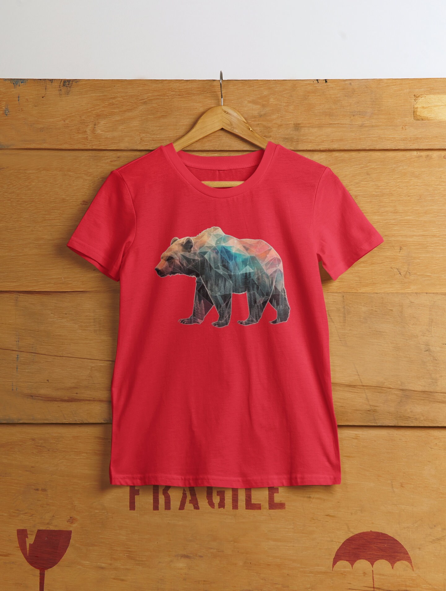A Geometric Style Grizzly Bear Shirt, Cool Bear Shirt, Awesome Bear Tee ...
