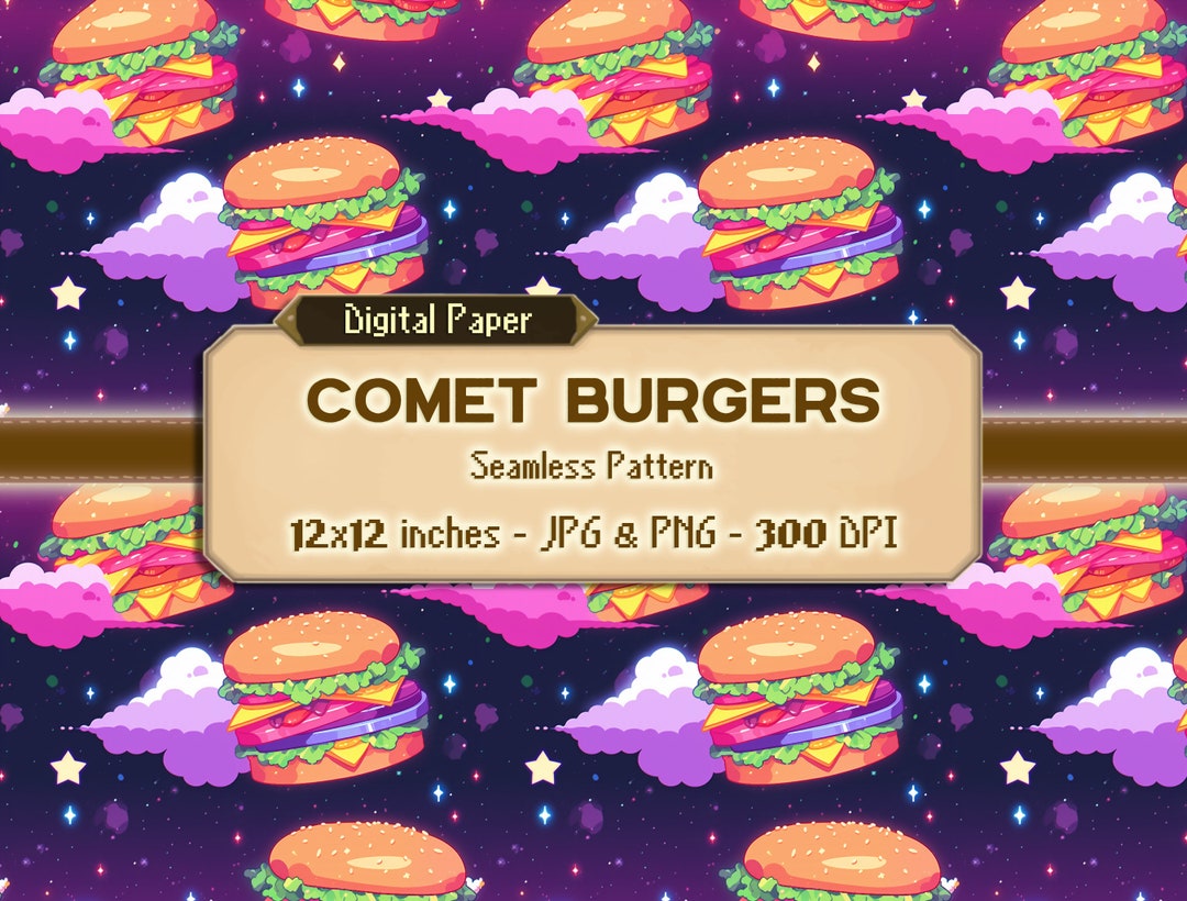 Comet Burgers Seamless Pattern, Digital Paper, Printable, Digital ...