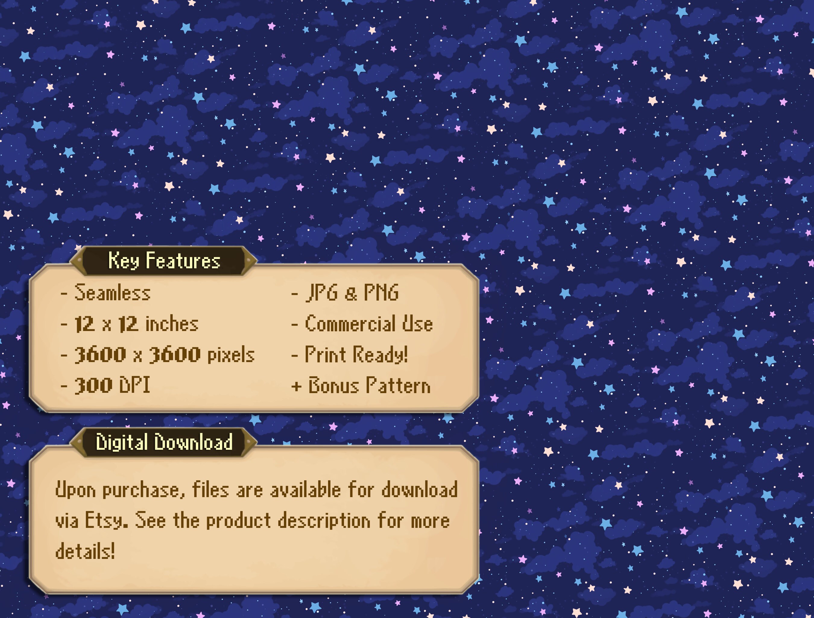 Starfield Seamless Pattern, Digital Paper, Printable, Digital ...