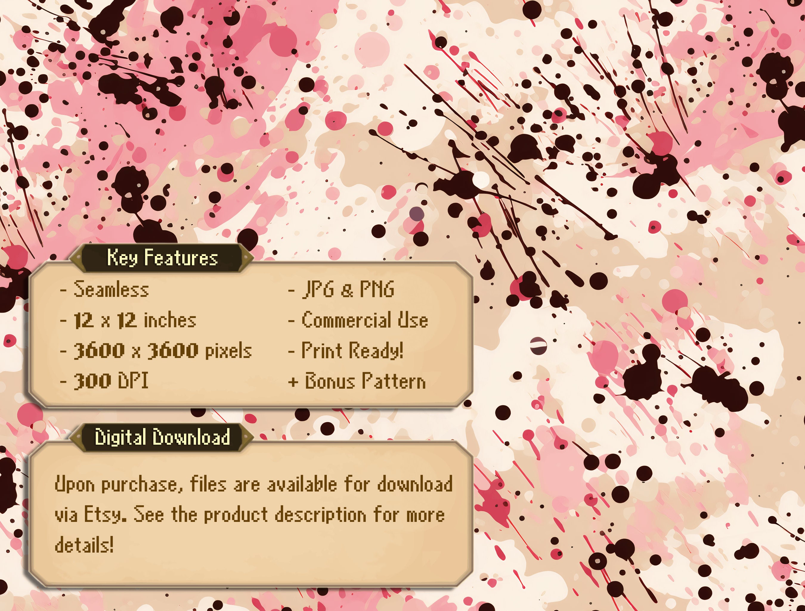 Neapolitan Paint Splatter Seamless Pattern, Digital Paper, Printable ...