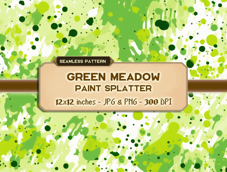 Green Meadow Paint Splatter Seamless Pattern, Digital Paper, Printable ...