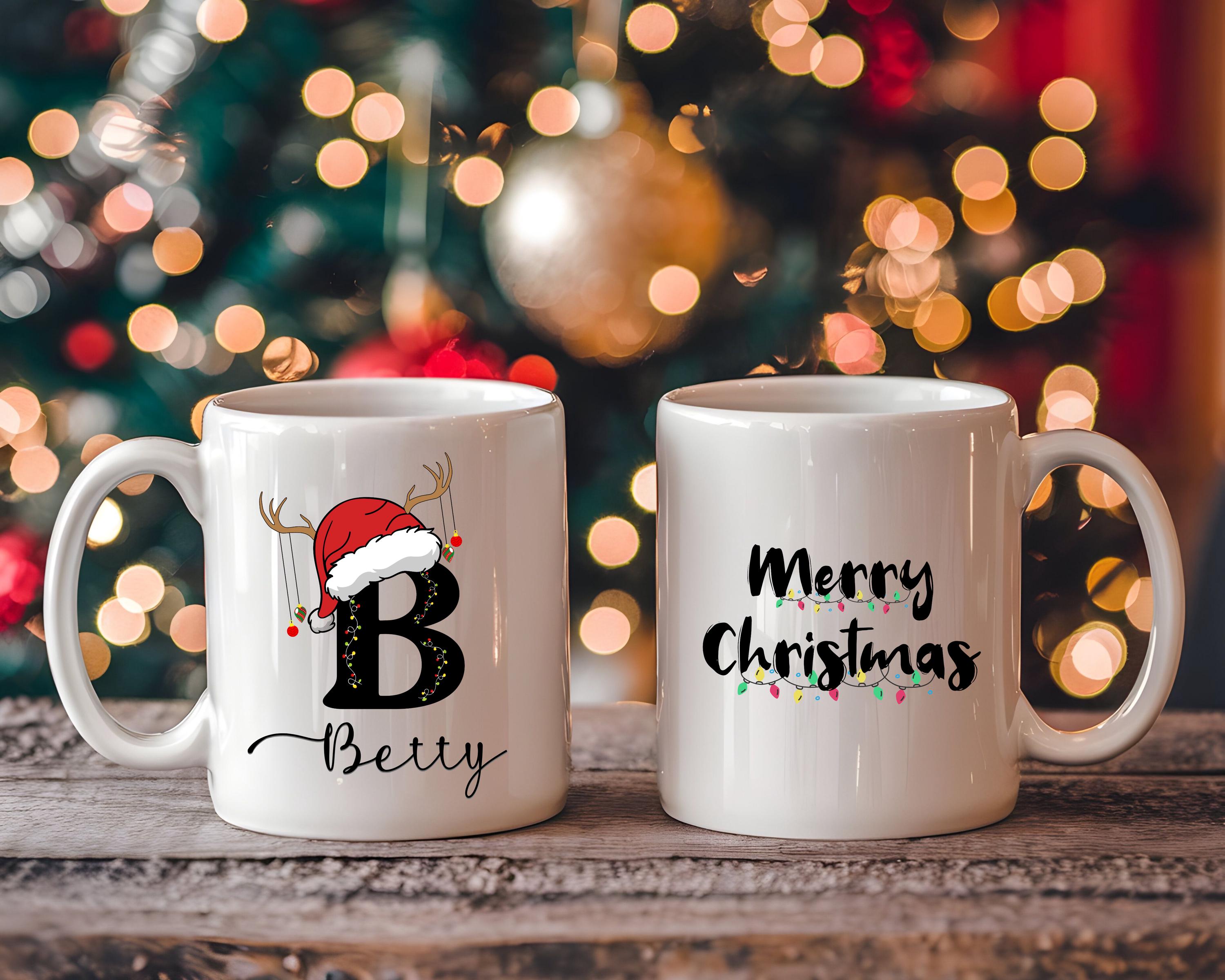 Personalized Christmas Letter Mug, Custom Name Christmas Mug, Christmas ...