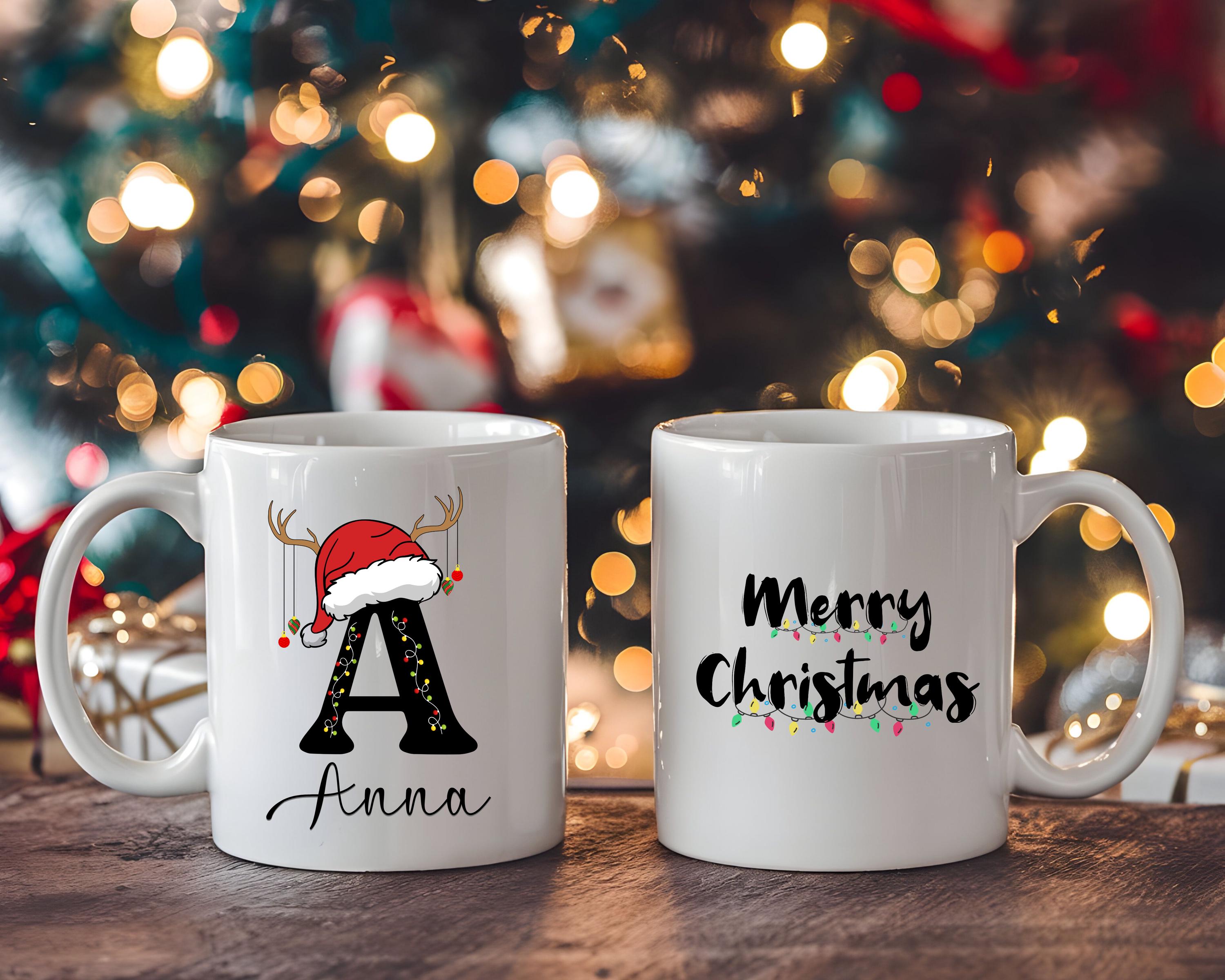 Personalized Christmas Letter Mug, Custom Name Christmas Mug, Christmas ...