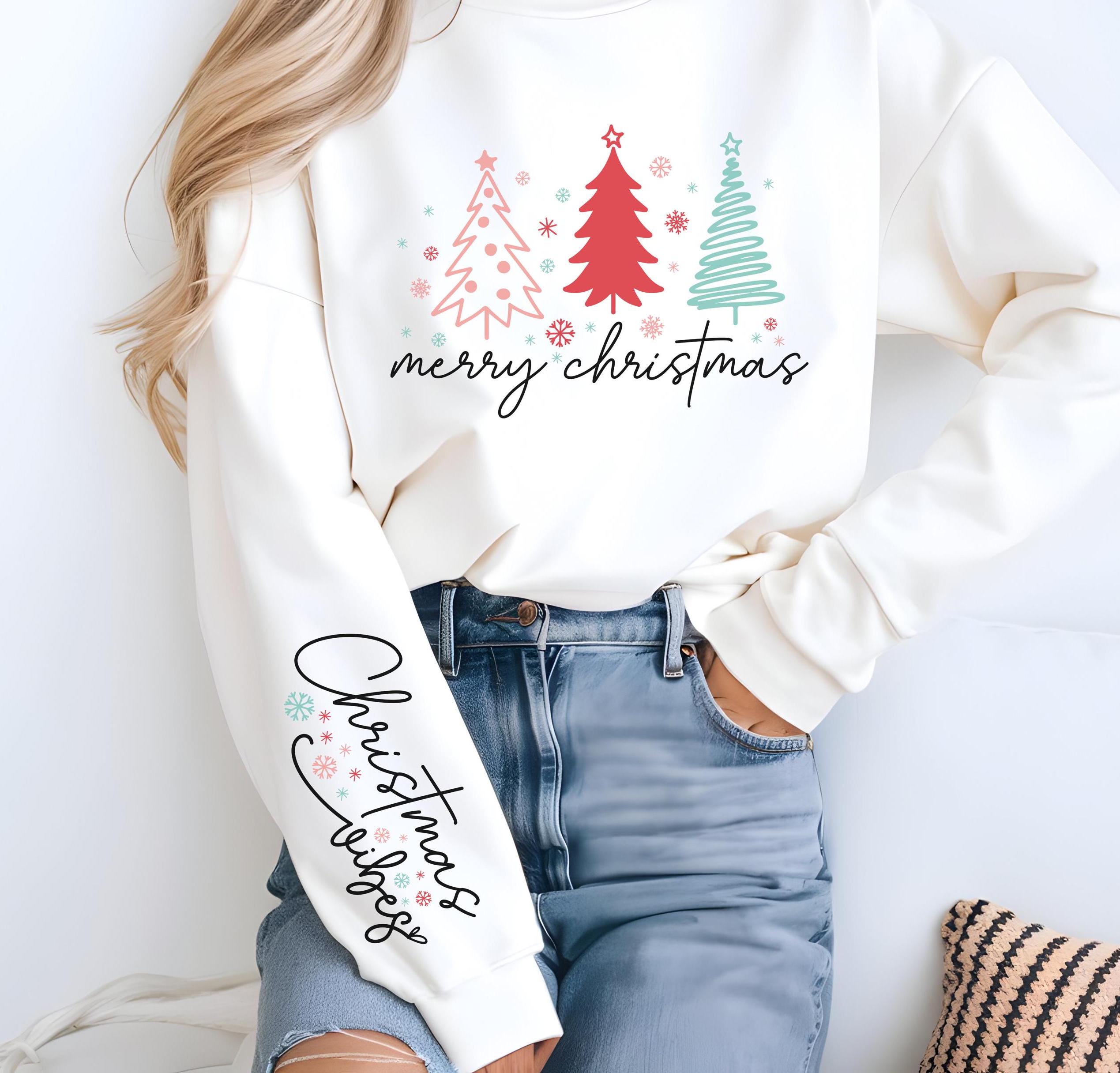 Christmas Tree Sweatshirt, Christmas Vibes Sweater, Christmas Crewneck ...