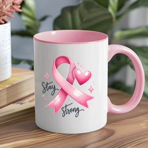 Breast Cancer Awareness Mug, Pink Ribbon Coffee Cup, October Pink Mug ...