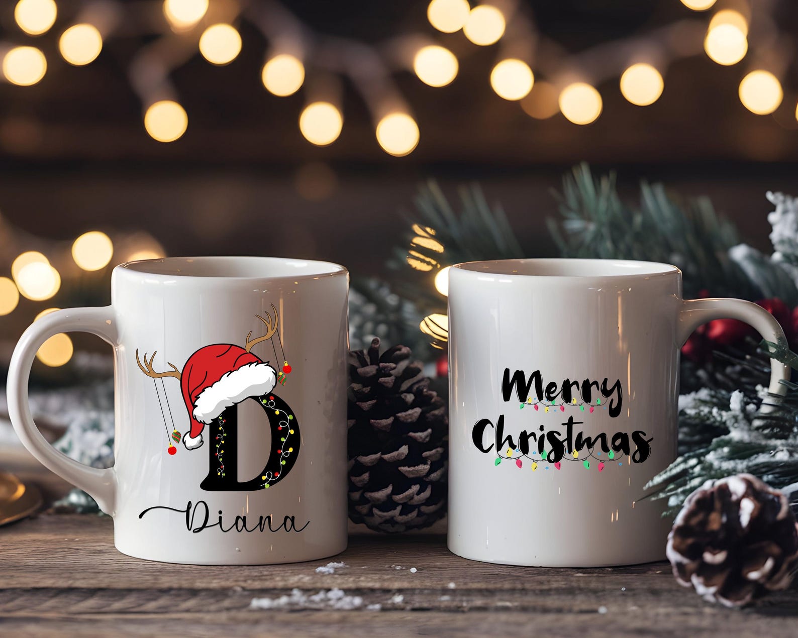 Personalized Christmas Letter Mug, Custom Name Christmas Mug, Christmas ...