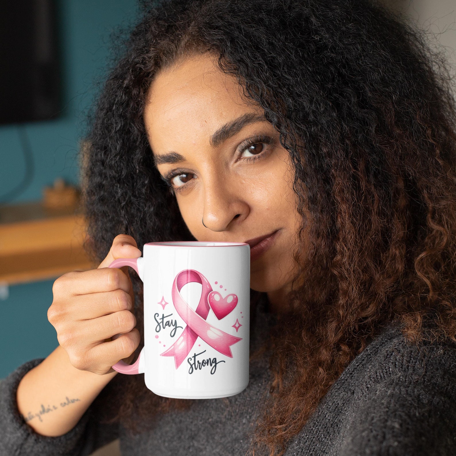 Breast Cancer Awareness Mug, Pink Ribbon Coffee Cup, October Pink Mug ...