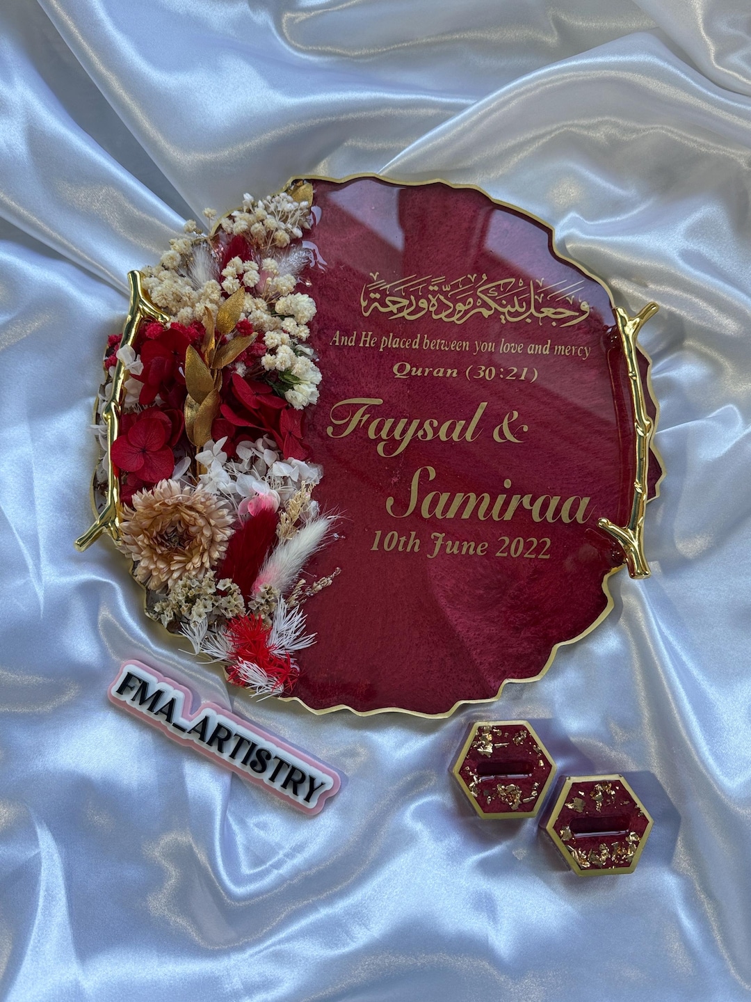 Custom Resin Wedding Ring Tray With Ring Holders - Etsy