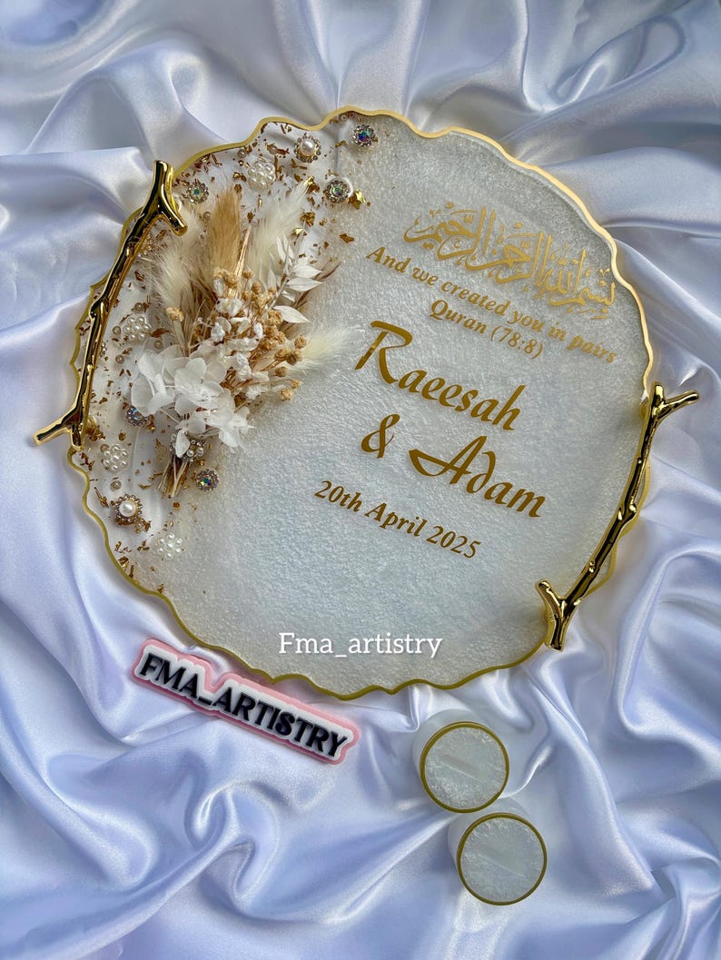 Resin Wedding Ring Tray: Personalized Nikkah Engagement Decor - Etsy